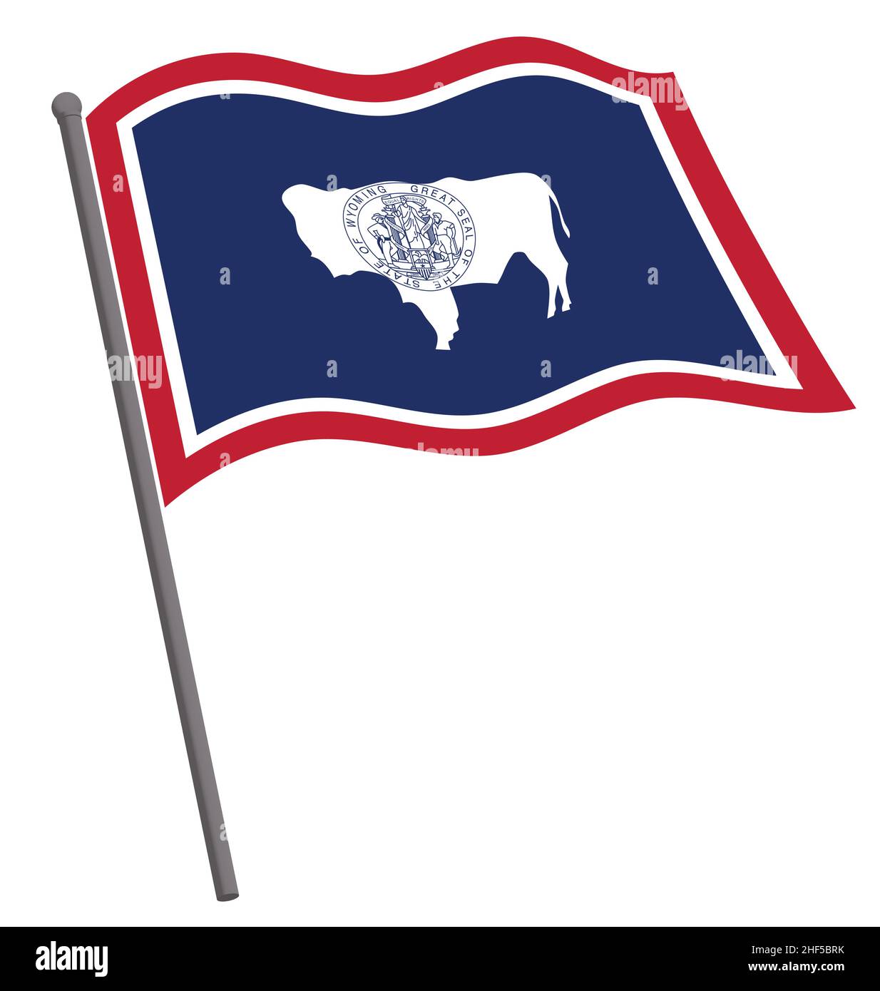 wyoming wy state flag flying waving on flagpole vector isolated on ...