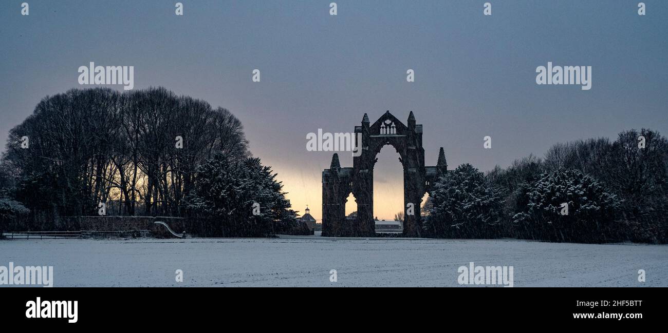 Gisborough Priory in Snow Storm, Guisborough, Cleveland, North ...