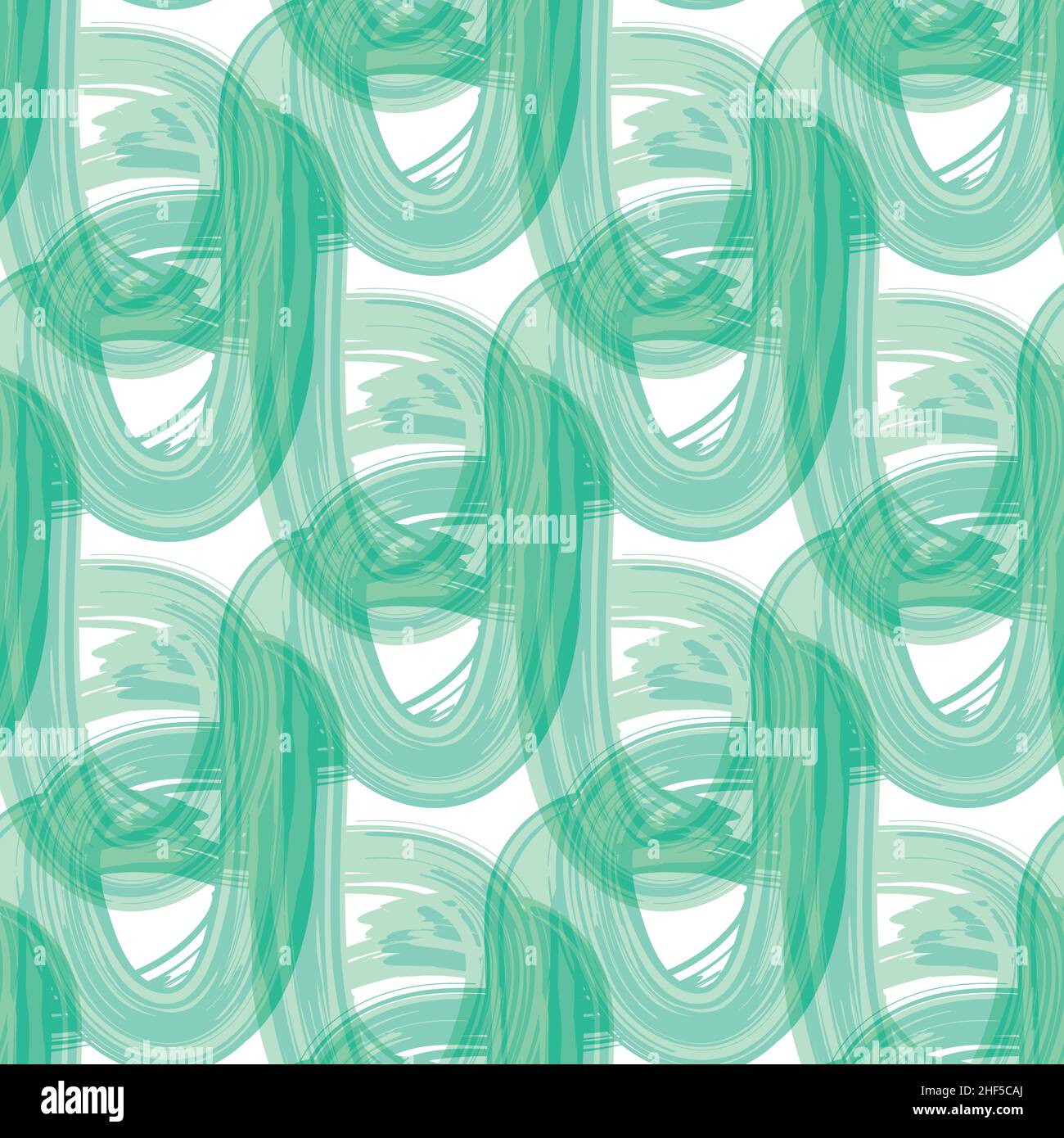 Vector watercolor loop seamless pattern. Hand drawn teal brush strokes ...