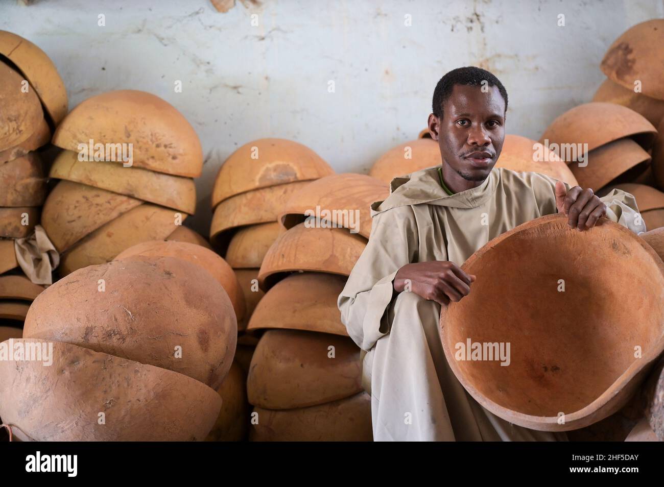 SENEGAL, Benedictine monastery Keur Moussa, monks work in workshop to ...