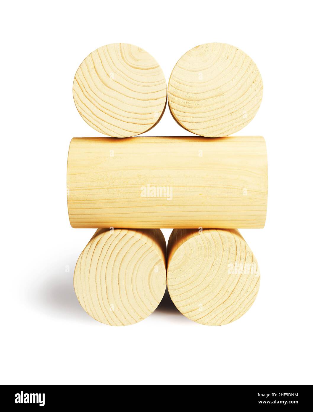 Stack of Wooden Cylindrical Blocks on White Background Stock Photo - Alamy