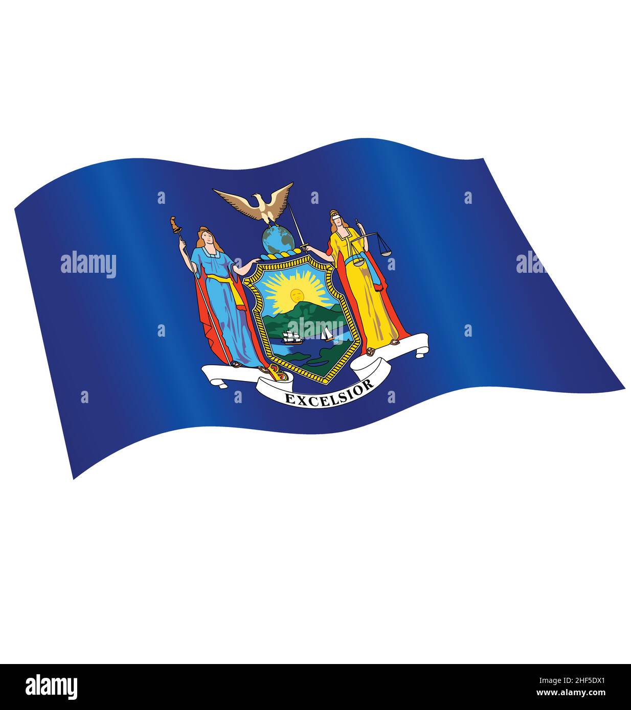 accurate correct flying waving new york ny state flag icon vector ...
