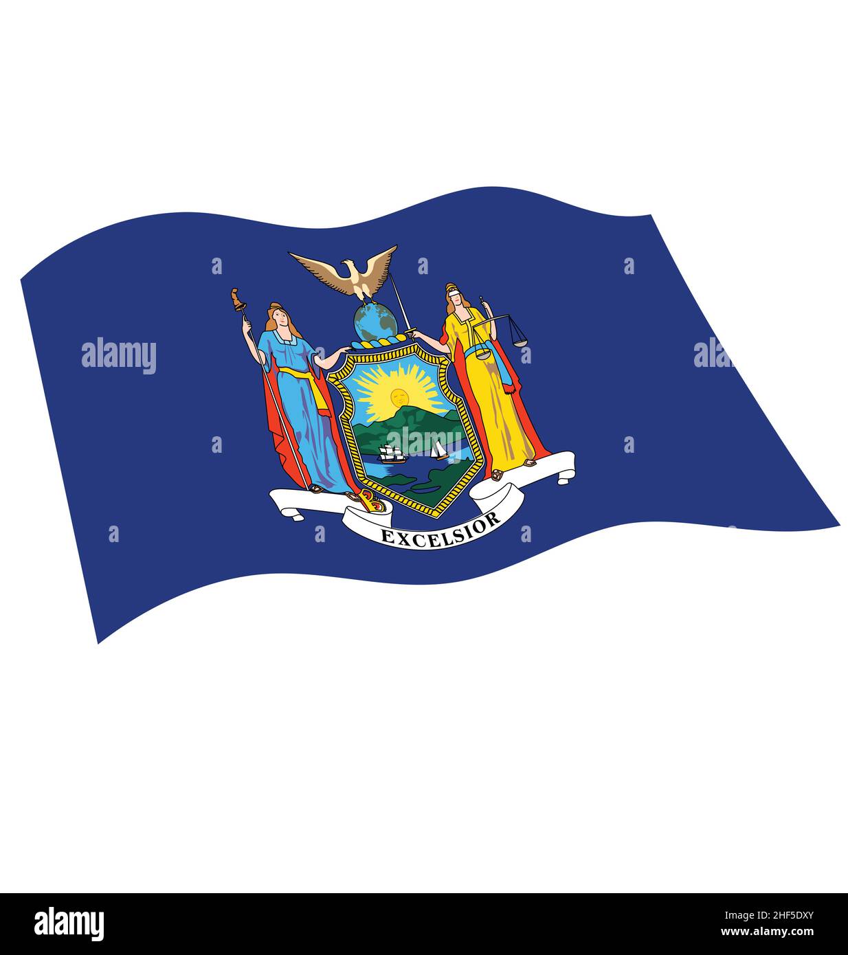 accurate correct flying waving new york ny state flag icon vector ...
