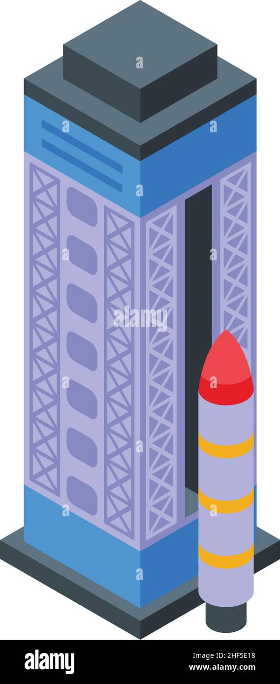Launch rocket station icon isometric vector. Ship space. Start sky ...