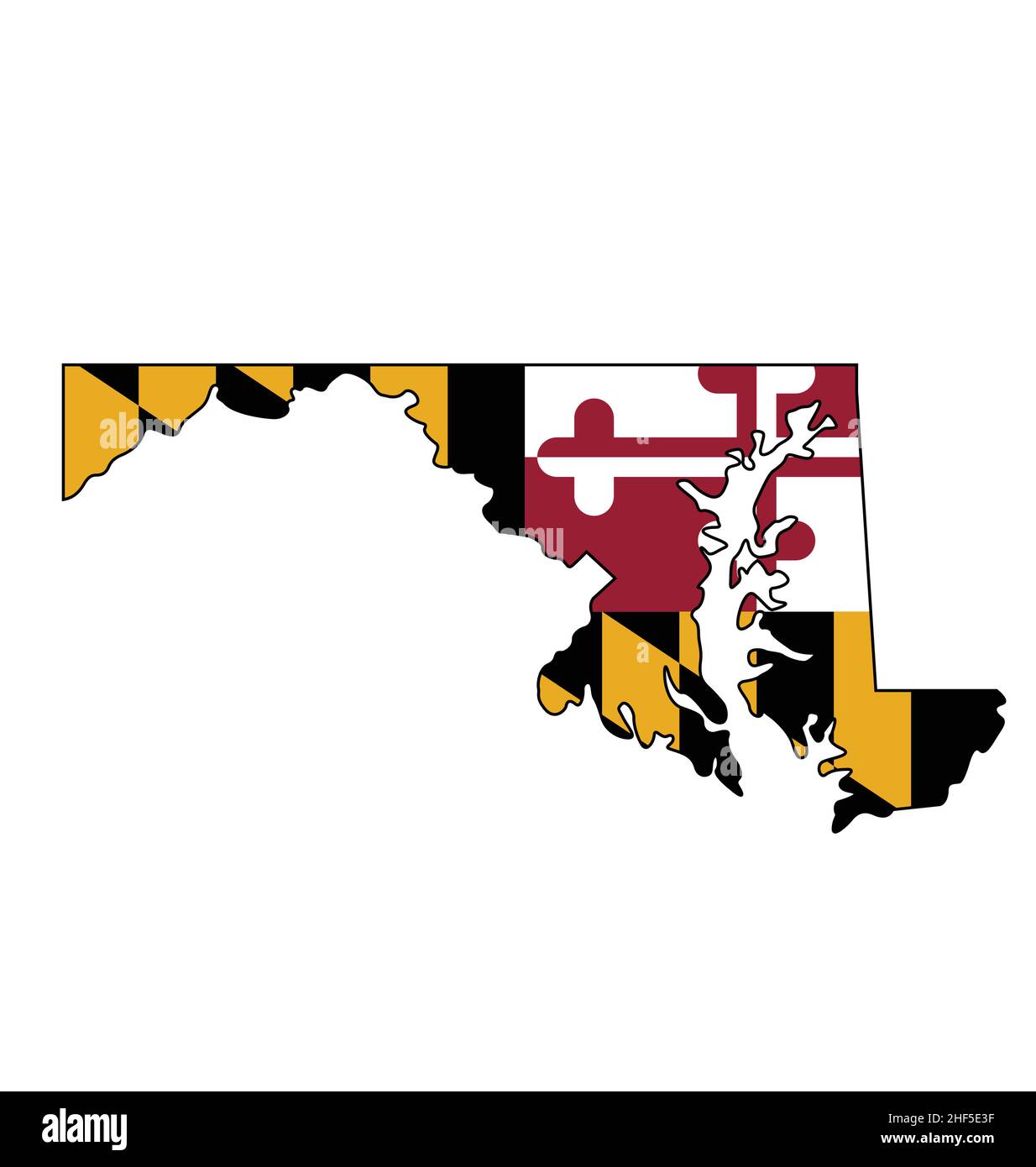 maryland md state shape map with flag icon simplified USA vector ...