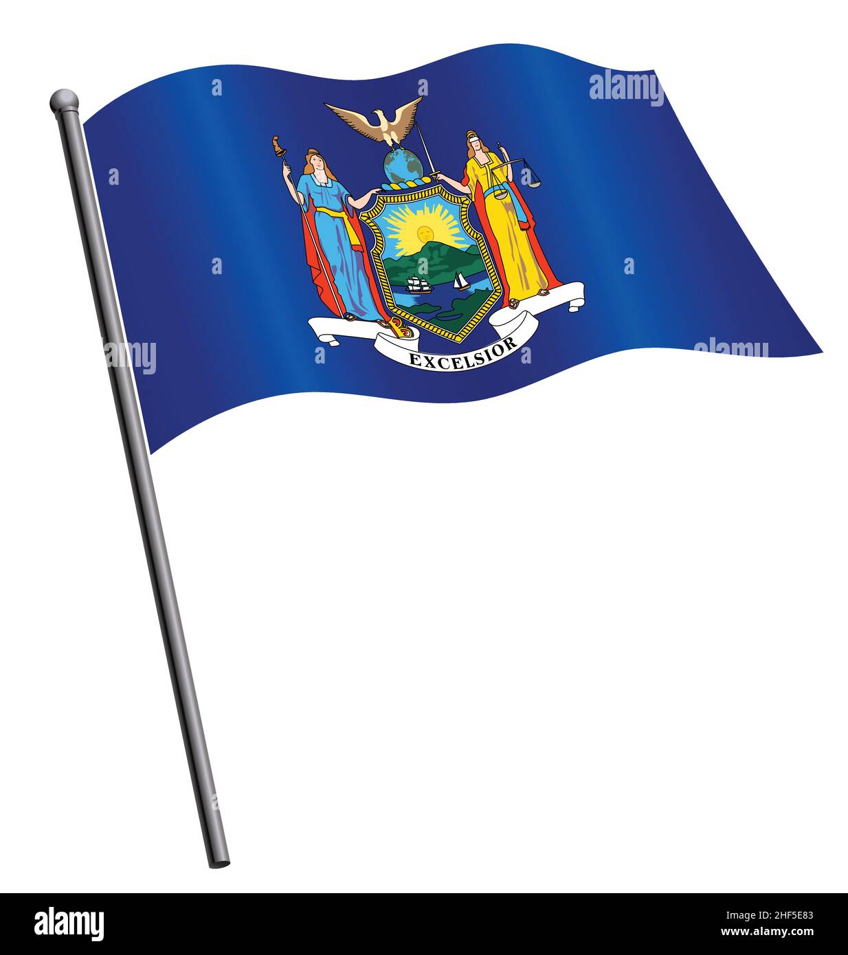 accurate correct new york ny state flag flying waving on flagpole icon ...