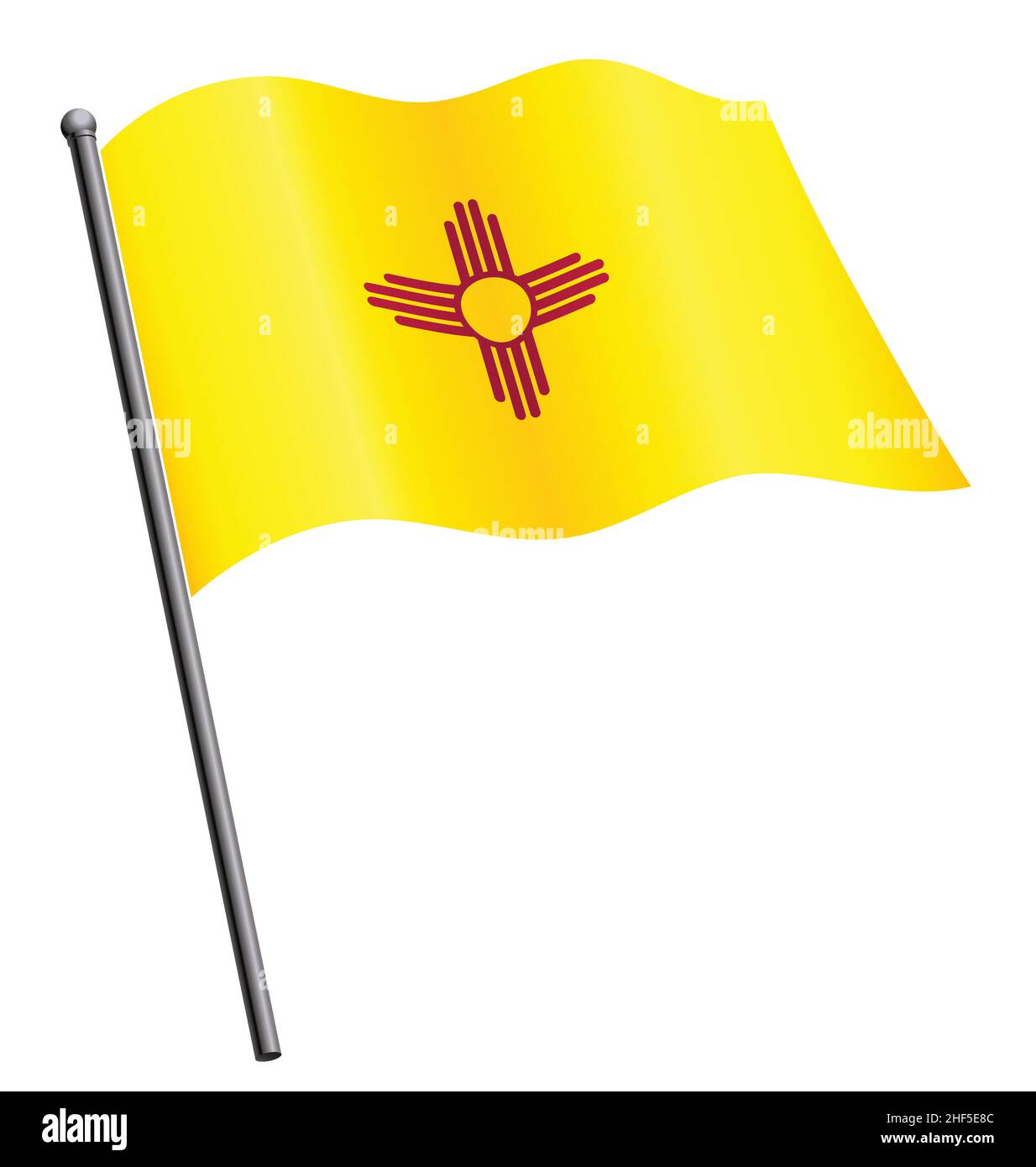 new mexico nm state flag waving on flagpole icon vector isolated on ...
