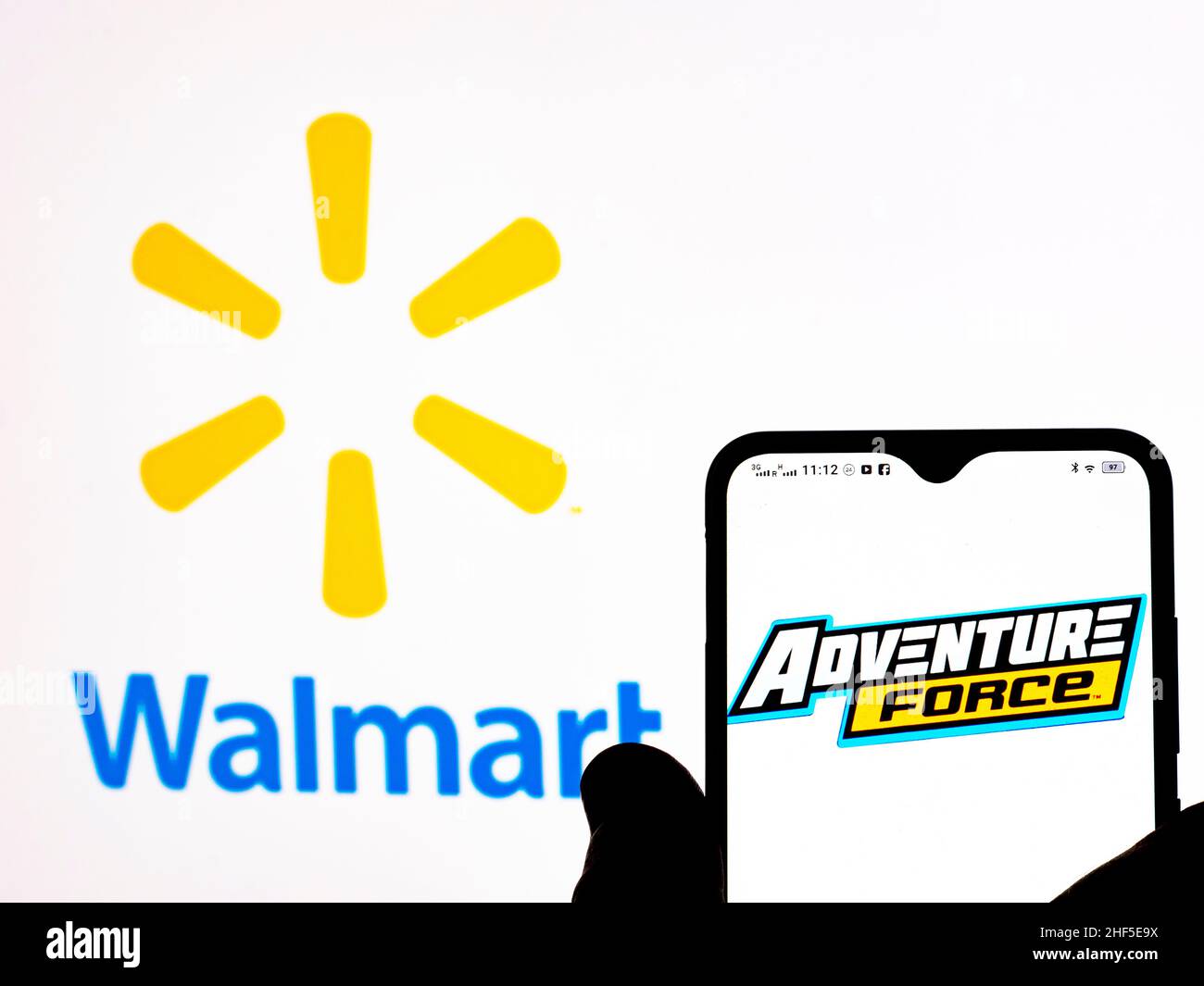 In this photo illustration, the Adventure Force brand by Walmart logo ...