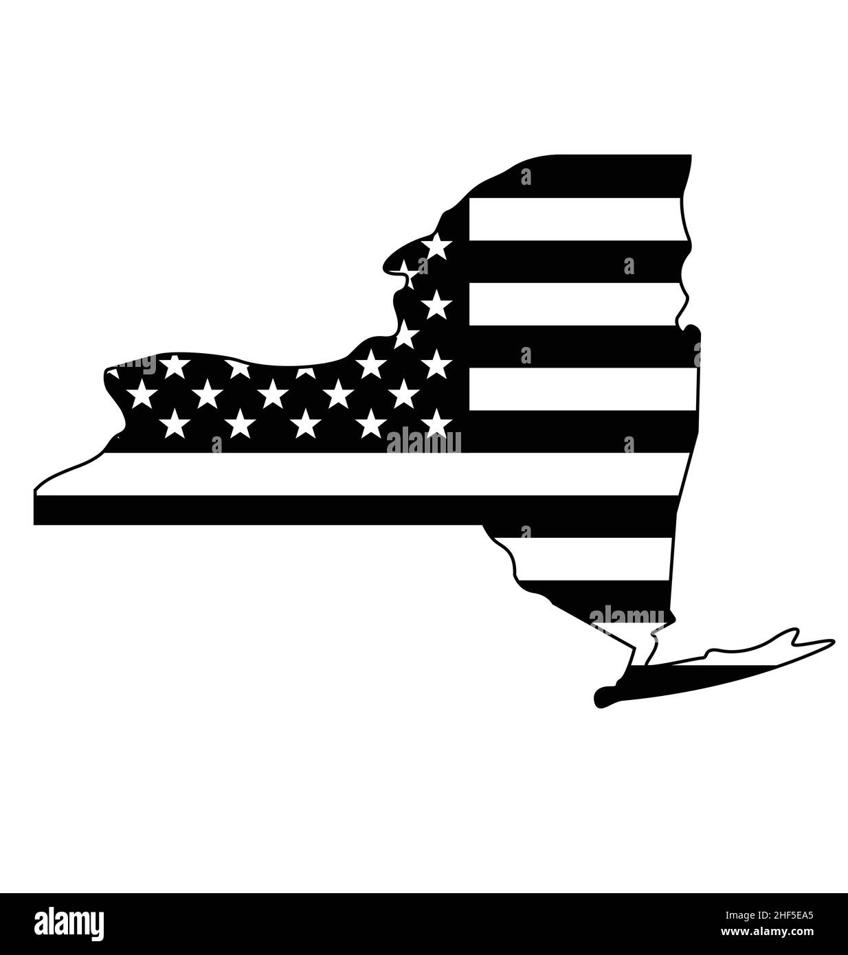 new york ny state shape with usa american flag black white icon vector ...