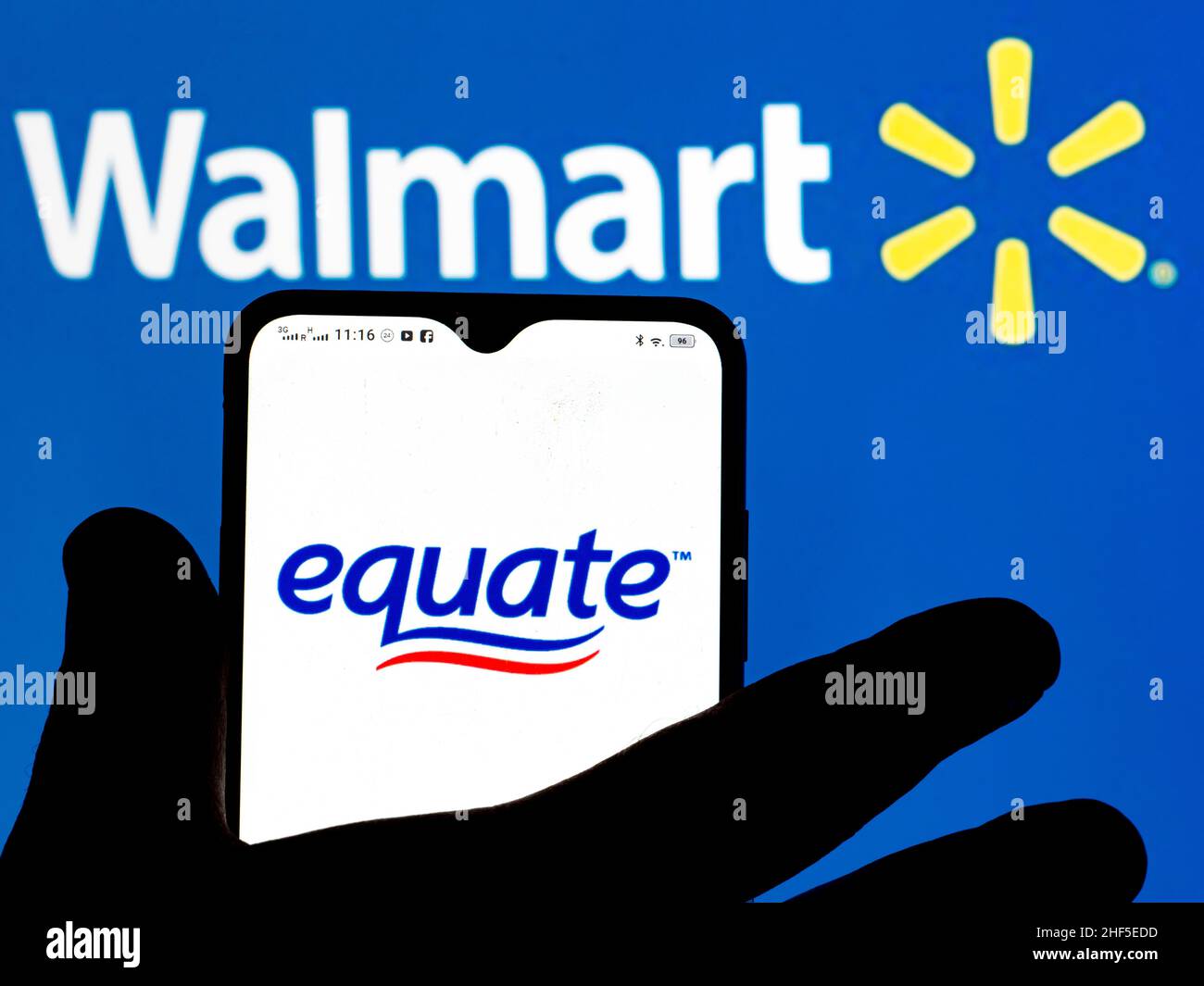 In this photo illustration, the Equate brand by Walmart logo is seen ...