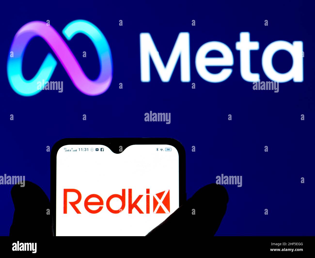 In this photo illustration, the Redkix, a division of Meta Platforms ...