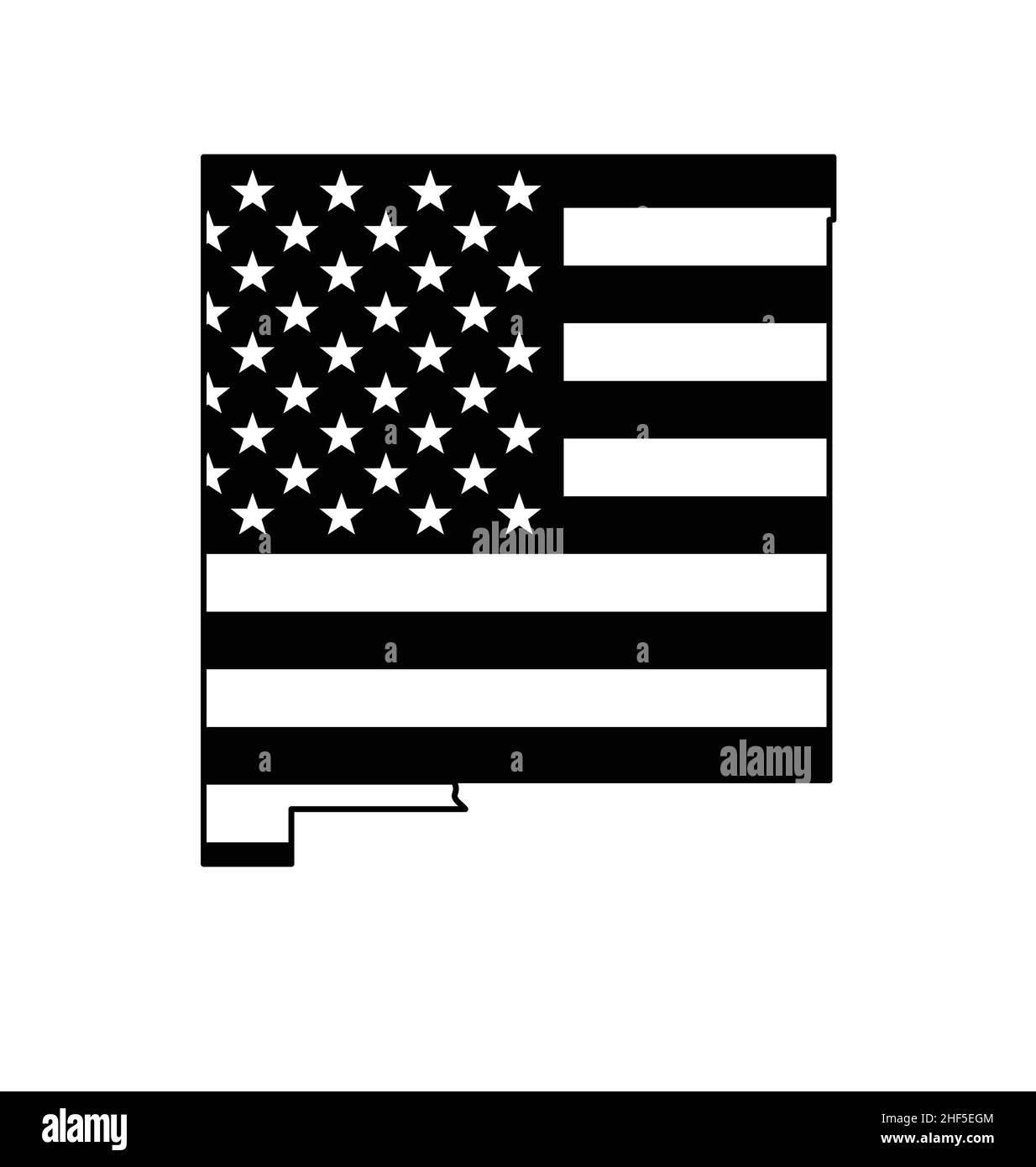 new mexico nm state map shape with usa flag icon black and white vector ...