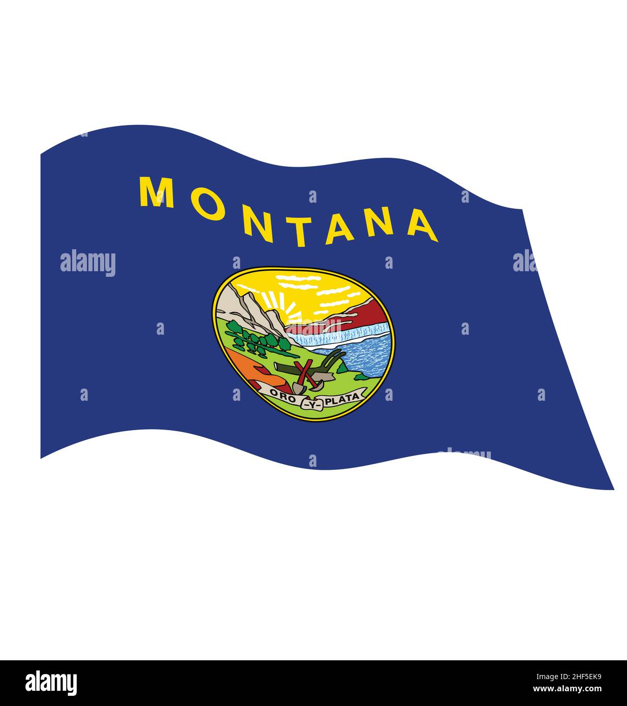 accurate correct montana mt state flag waving flying vector isolated on ...