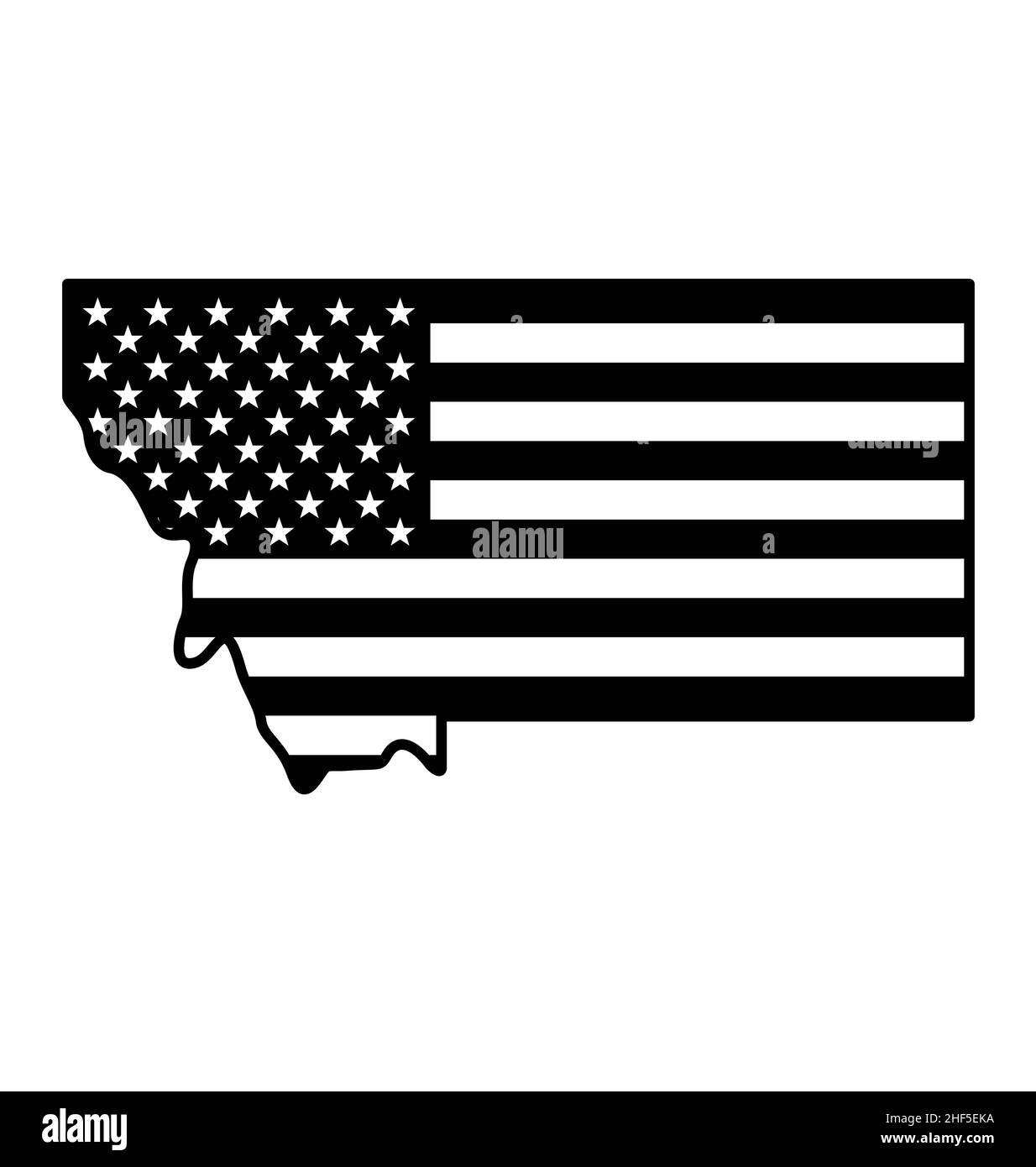 montana mt state map shape simplified silhouette with usa flag black ...