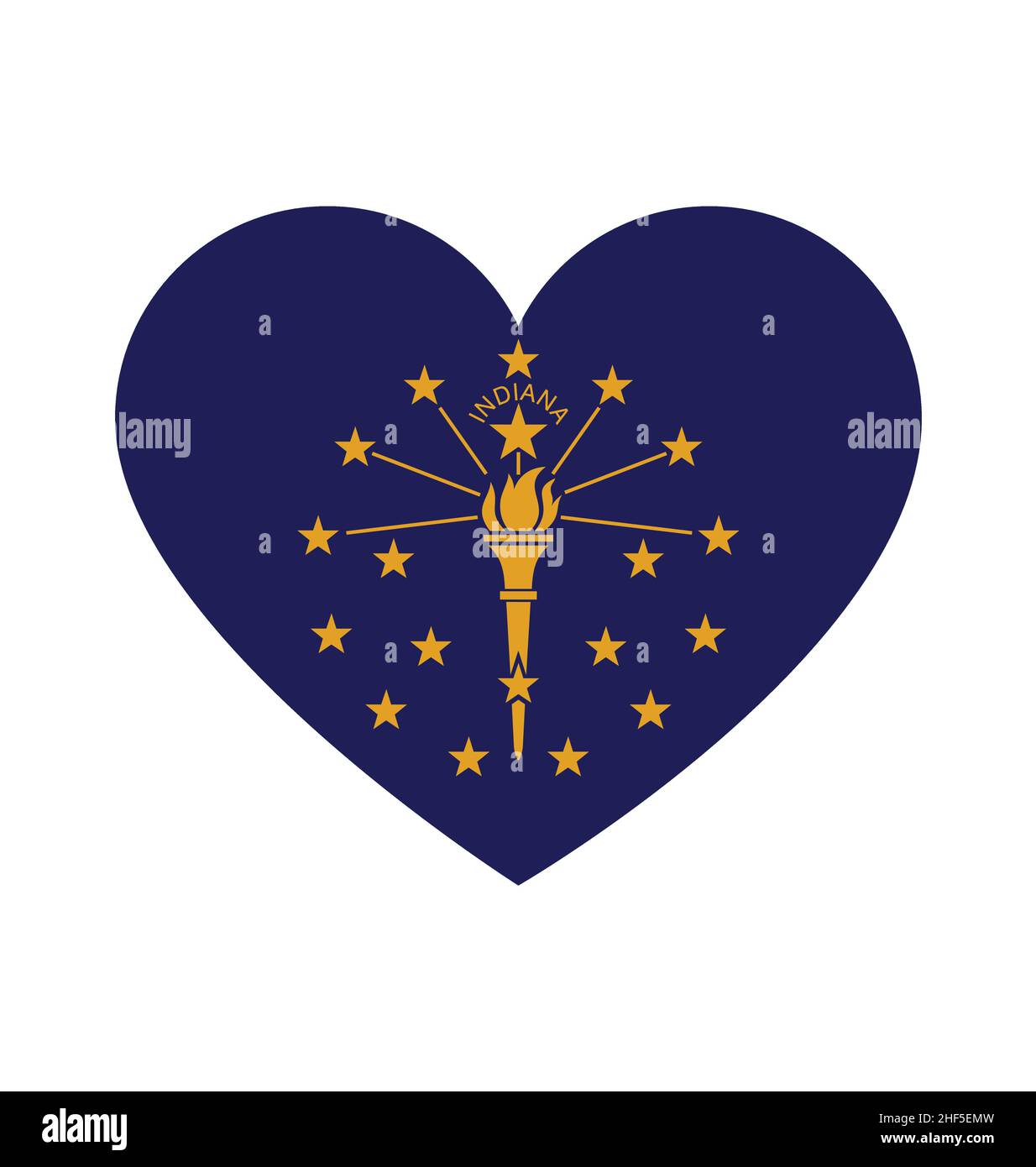 Indiana In State Flag In Love Heart Shape Symbol Vector Isolated On