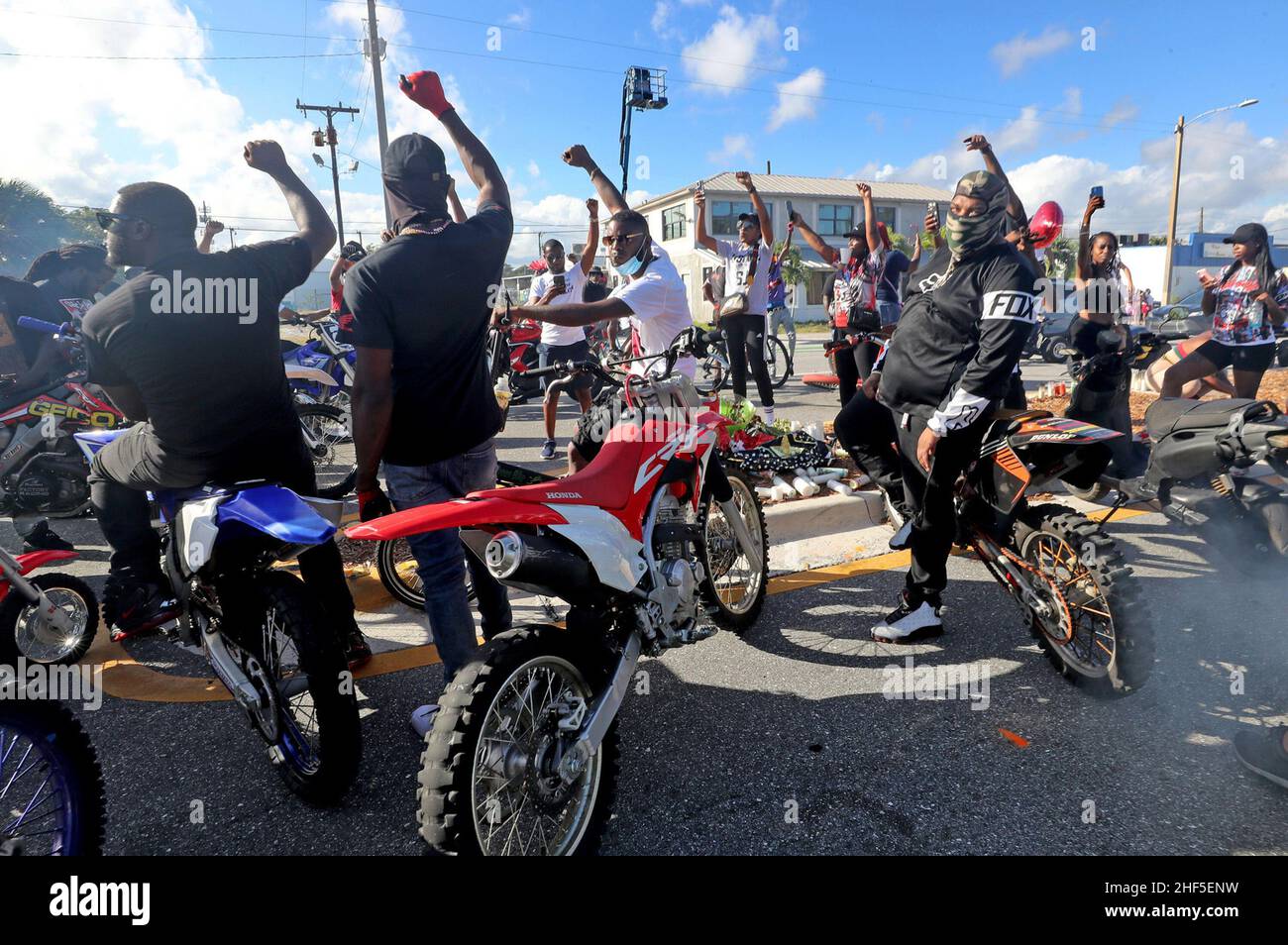 Protesters gather at the makeshift memorial for 13-year-old Stanley ...