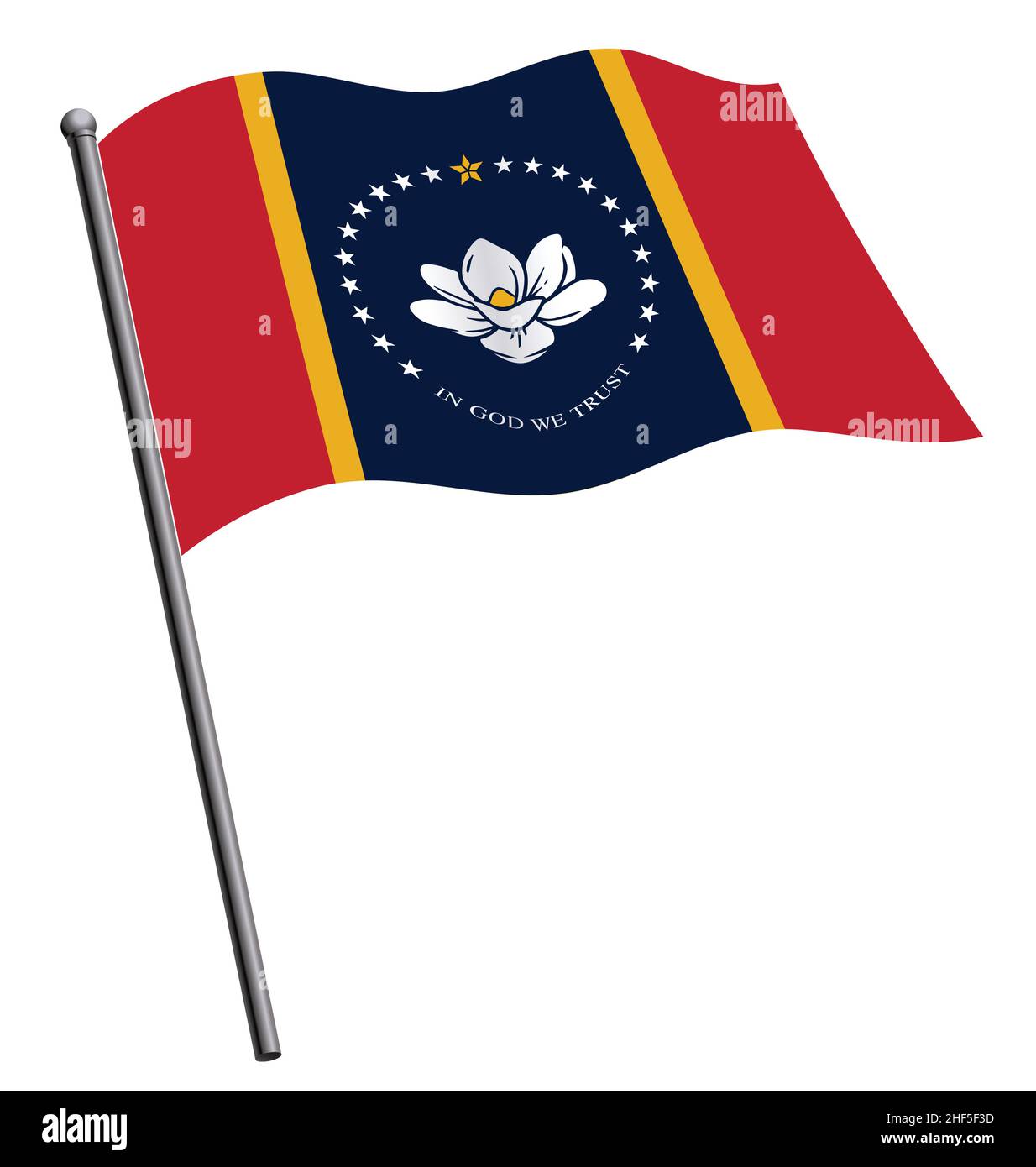 accurate correct new mississippi ms state flag on flagpole flying ...