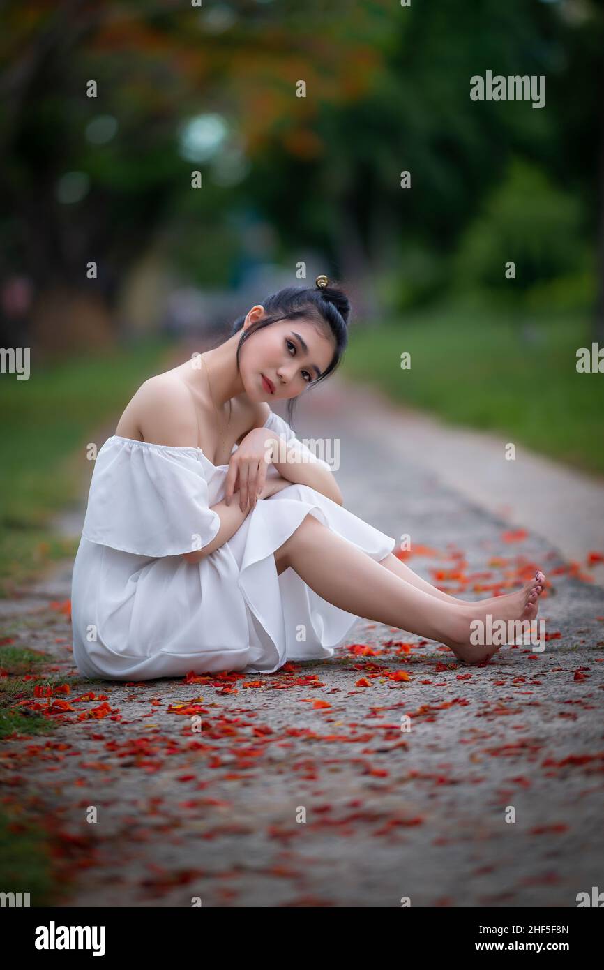 Ho Chi Minh City, Vietnam: beautiful Vietnamese girl in a white dress ...