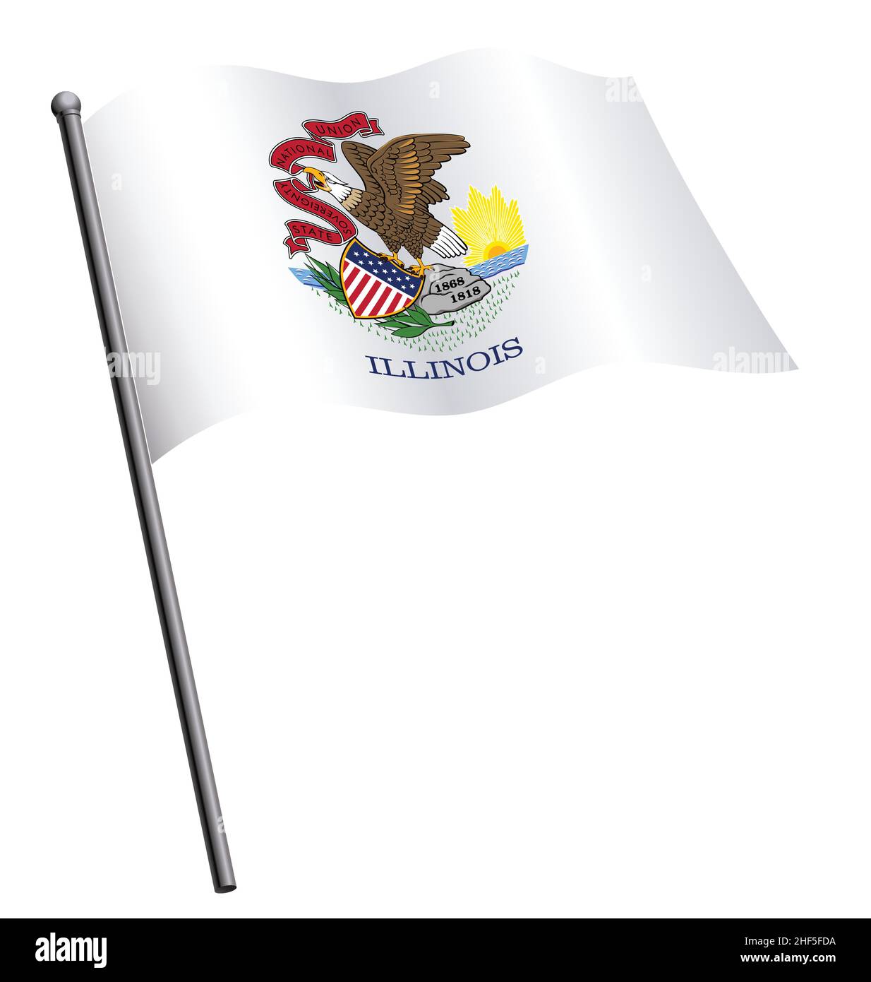 accurate correct illinois il state flag flying waving flowing on ...