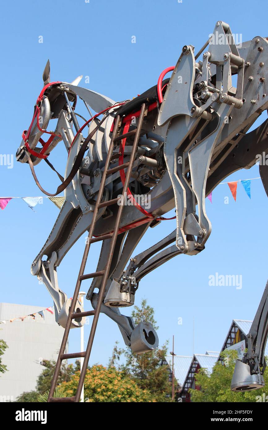 metallic sculpture of an horse in nantes (france Stock Photo - Alamy