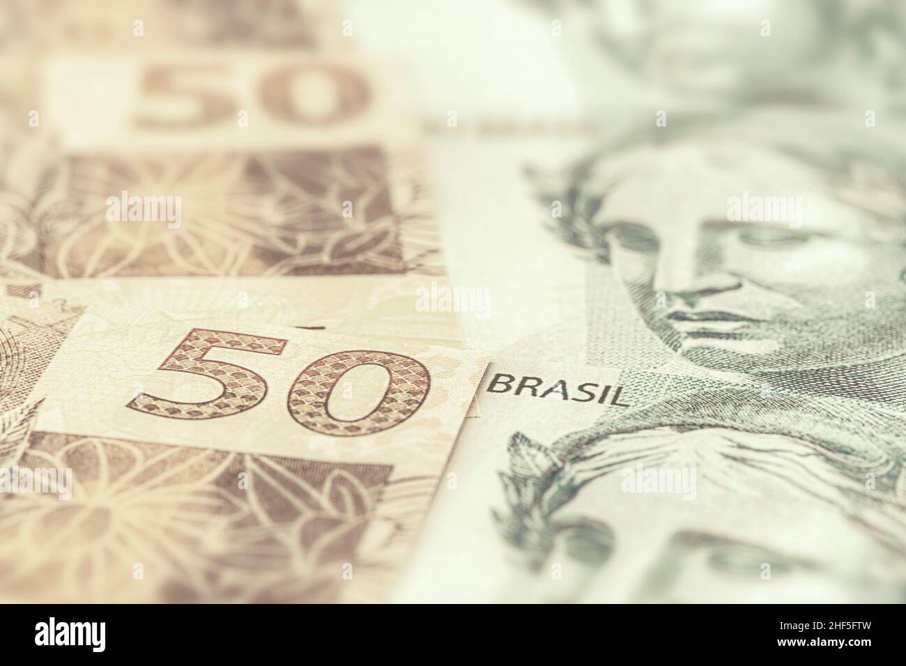 details of real banknote, brazil money, brazilian economy concept or ...