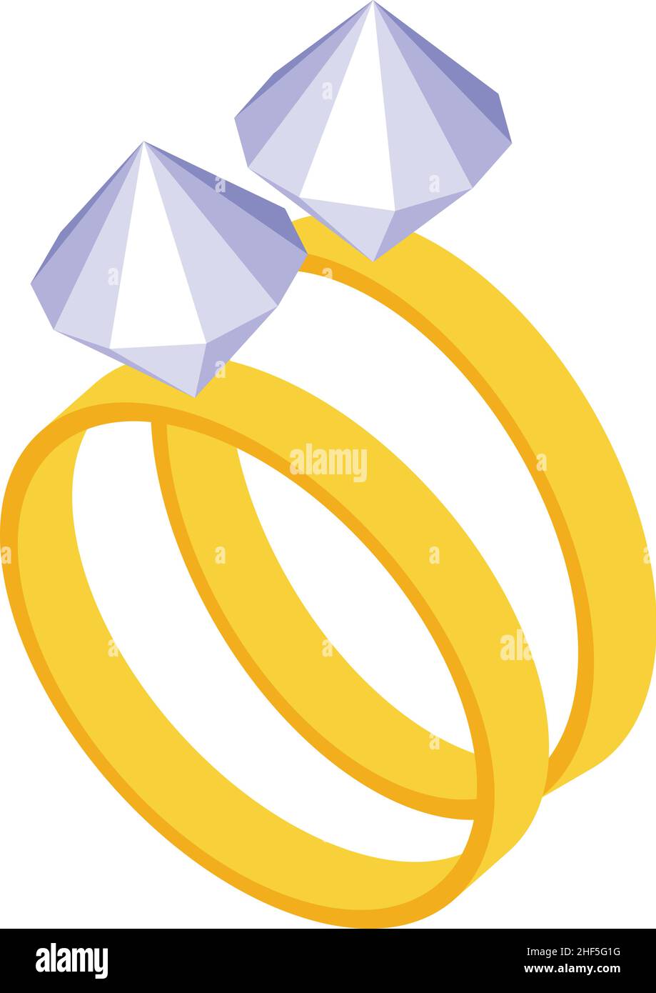 Marriage rings icon isometric vector. Gold ring. Two golden Stock ...