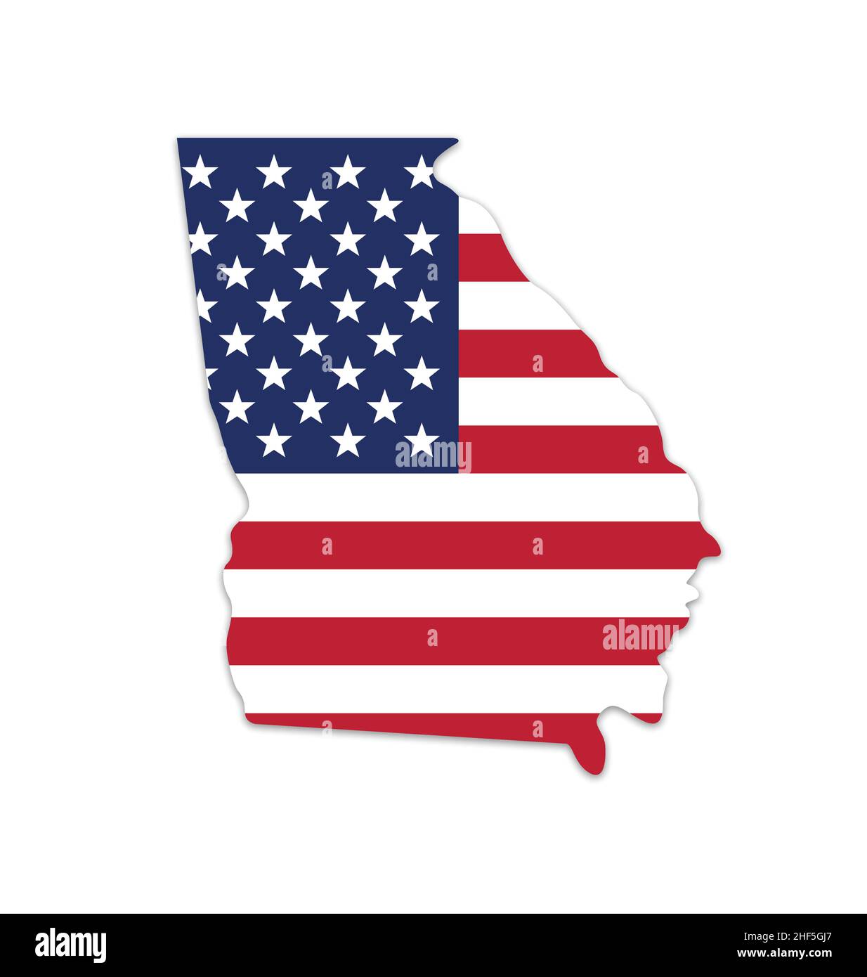 Georgia GA state shape map shape simplified with USA american flag ...