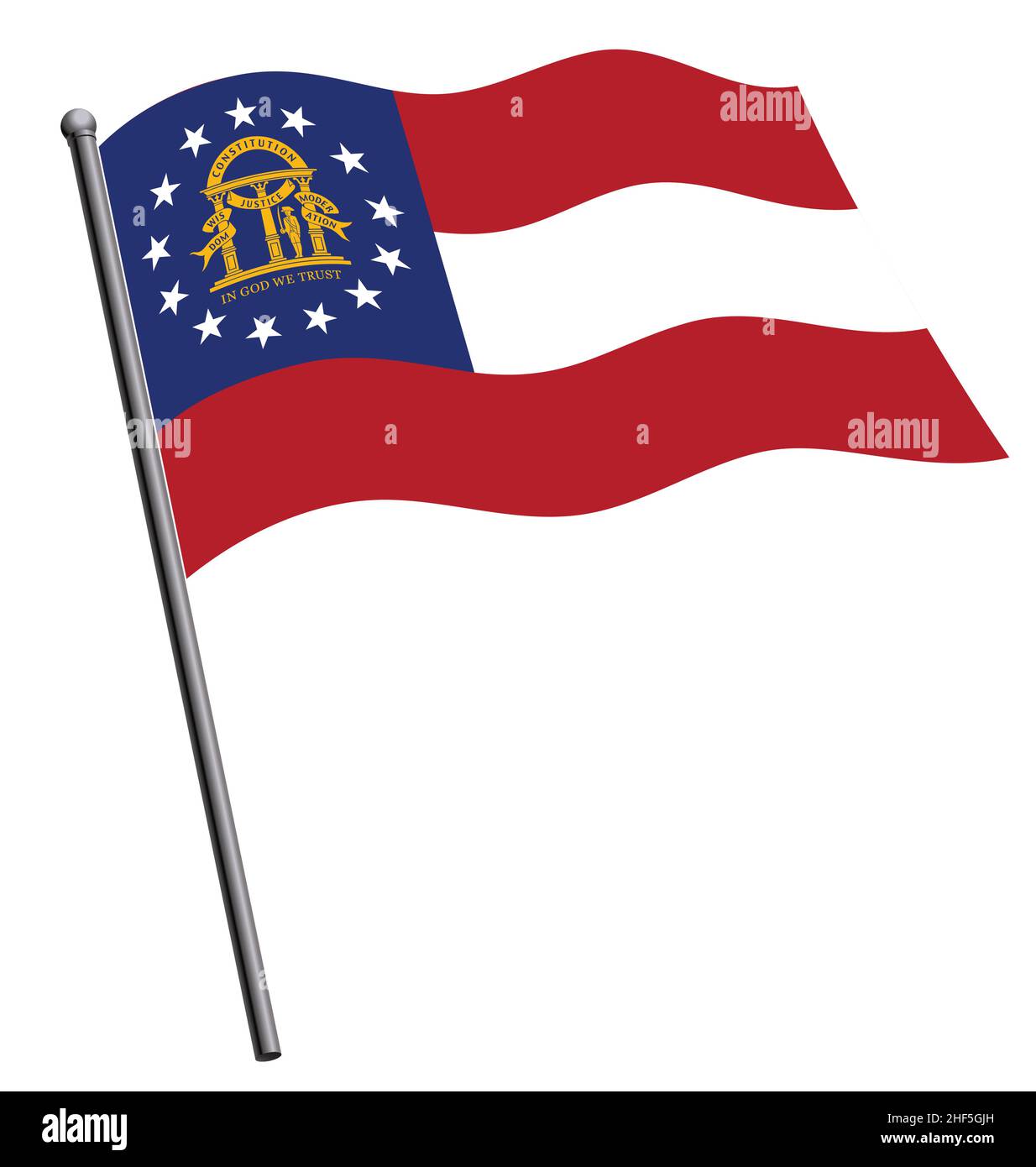 accurate correct georgia ga state flag flying waving flowing flying on ...
