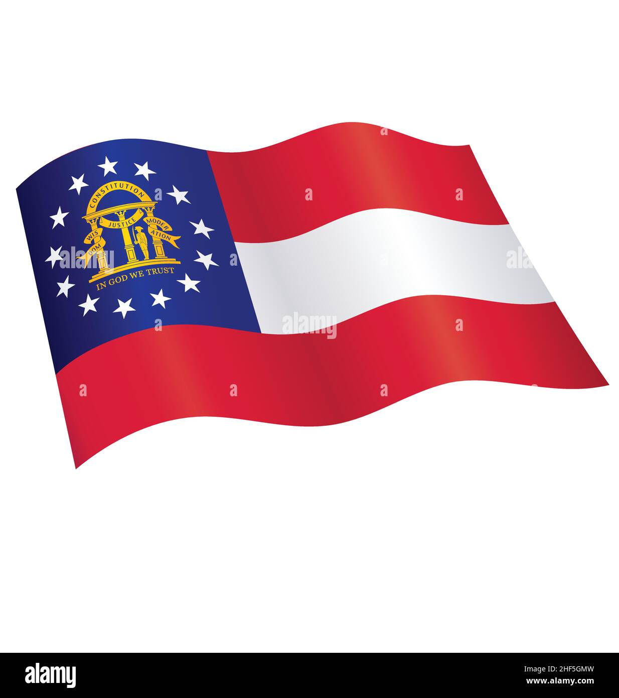 accurate correct georgia ga state flag flying waving flowing vector ...