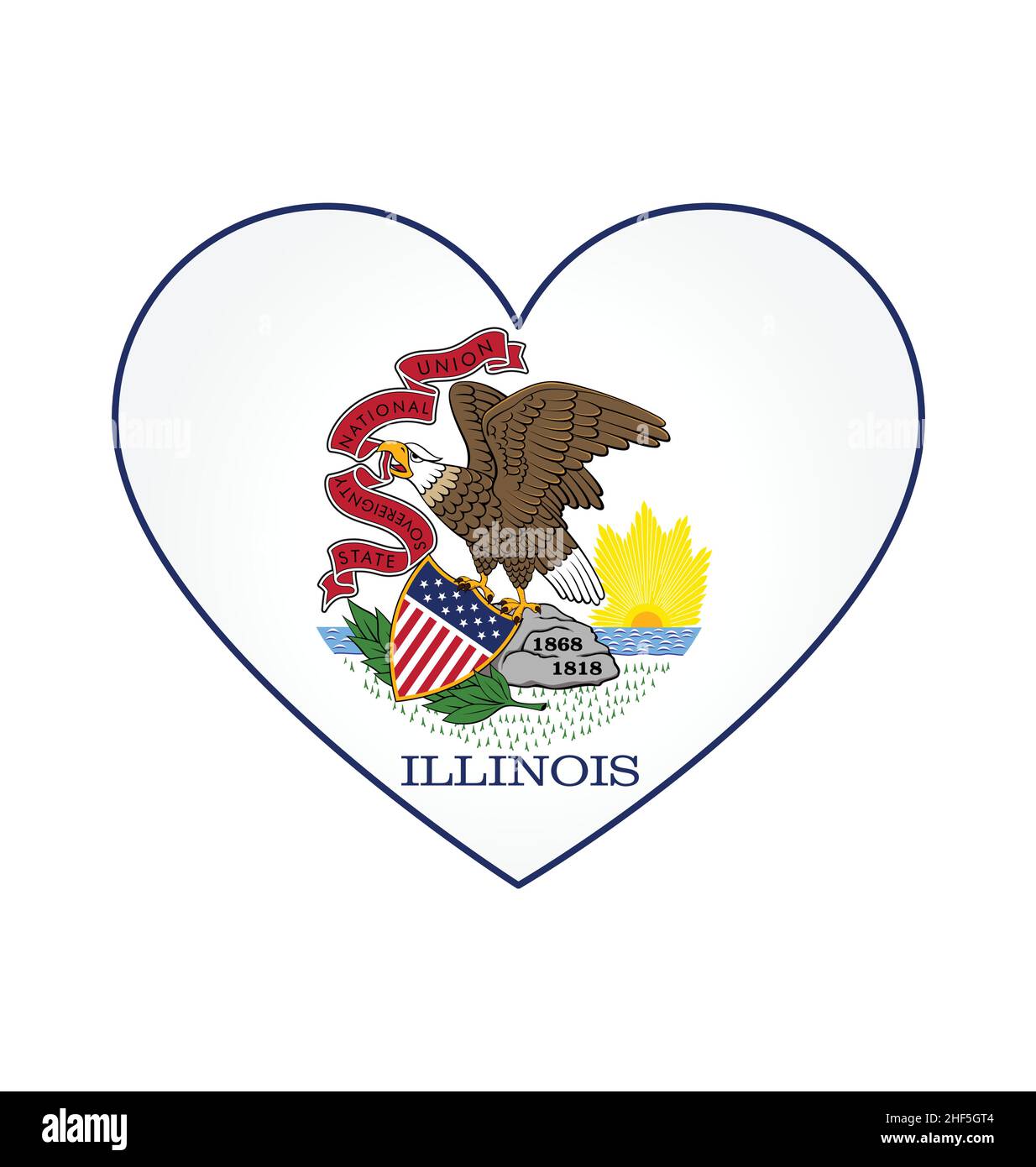 Illinois Il State Flag In Love Heart Shape Symbol Vector Isolated On