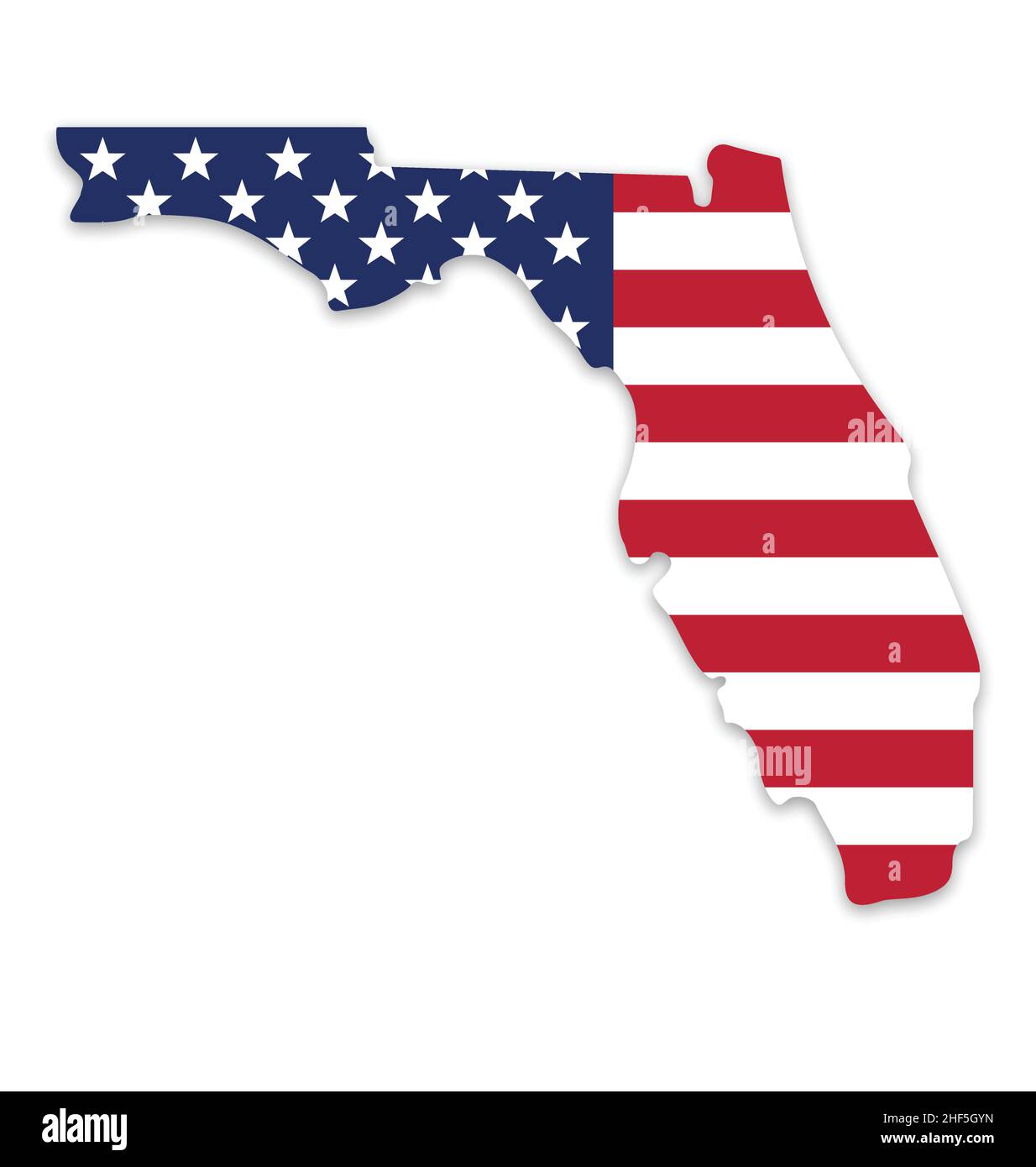 florida state simplified map shape with usa american flag vector ...