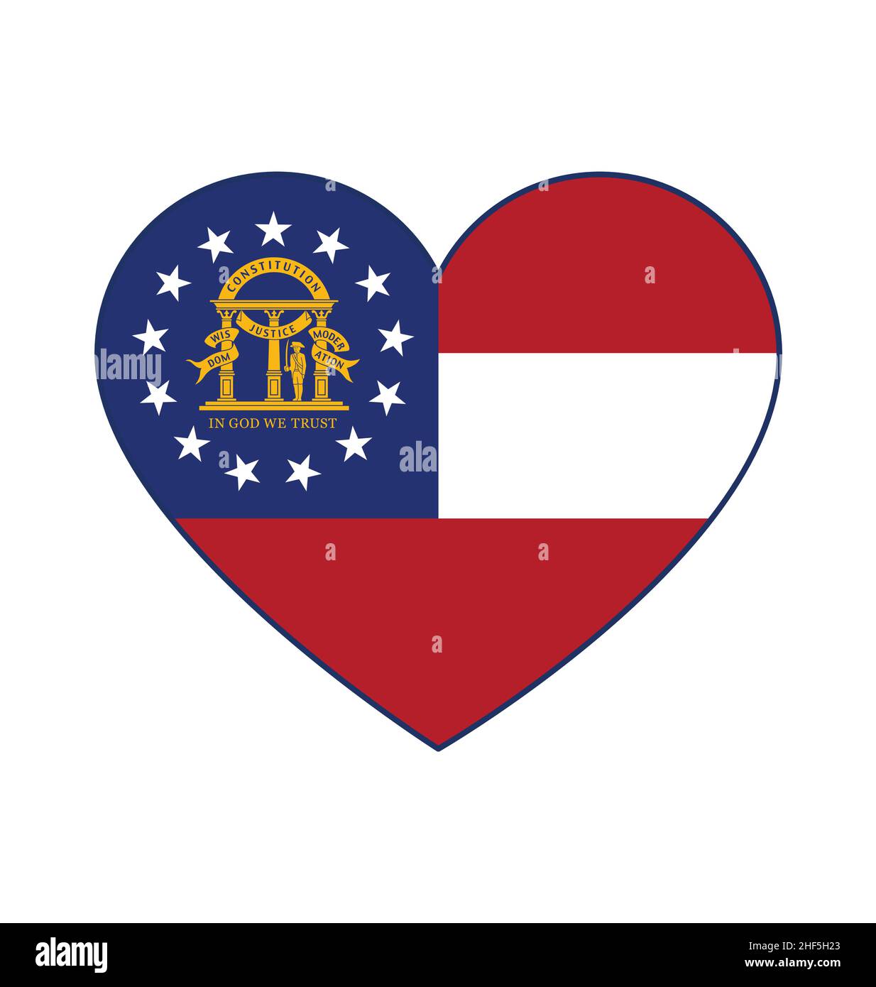 Georgia Ga State Flag In Love Heart Shape Symbol Vector Isolated On