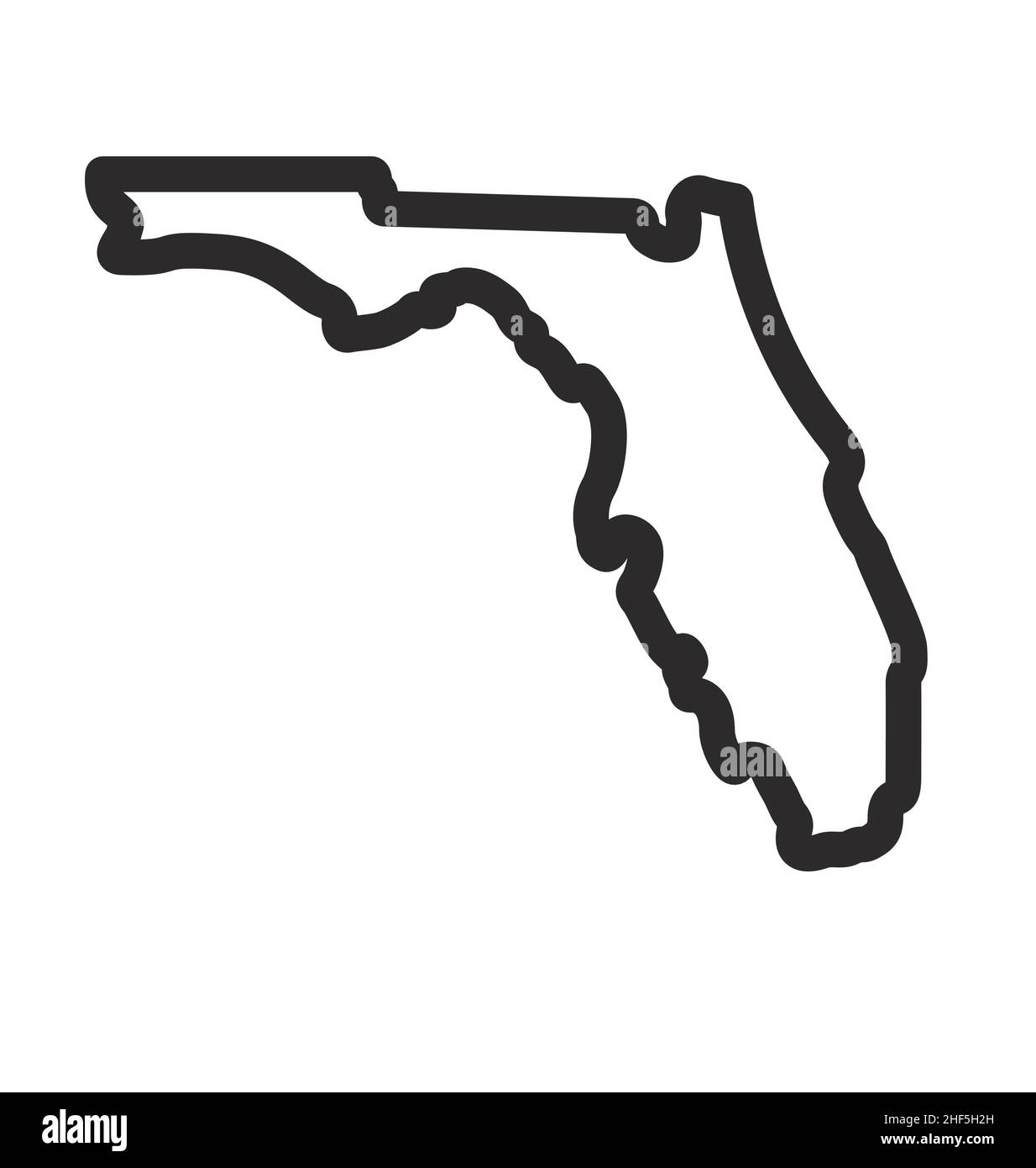 florida fl state map shape outline silhouette simplified icon vector ...