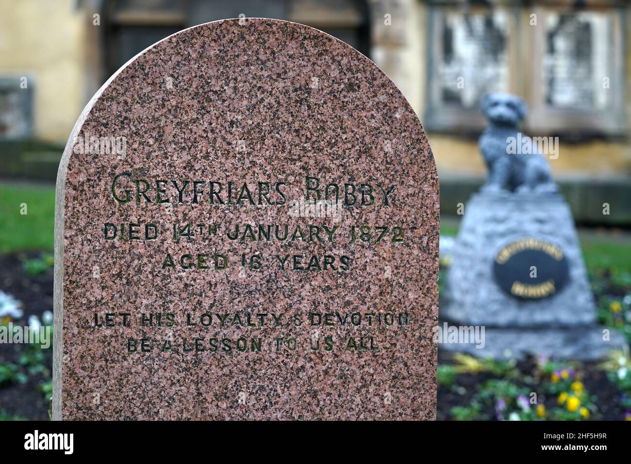 The grave belonging to Greyfriars Bobby during the ceremony to mark ...