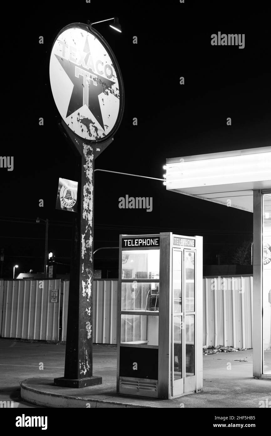 Vintage Pay-Phone and Texaco Sign Stock Photo - Alamy