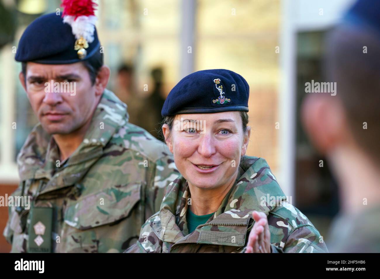 Lt Col Shamus Kelly and his wife, Lt Col Lyndsey Kelly talk to soldiers ...