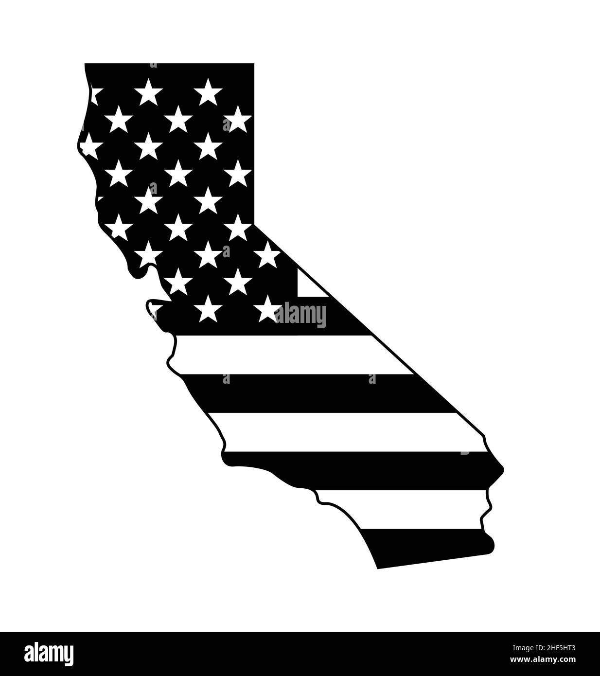 california map state shape with usa flag black and white vector icon ...