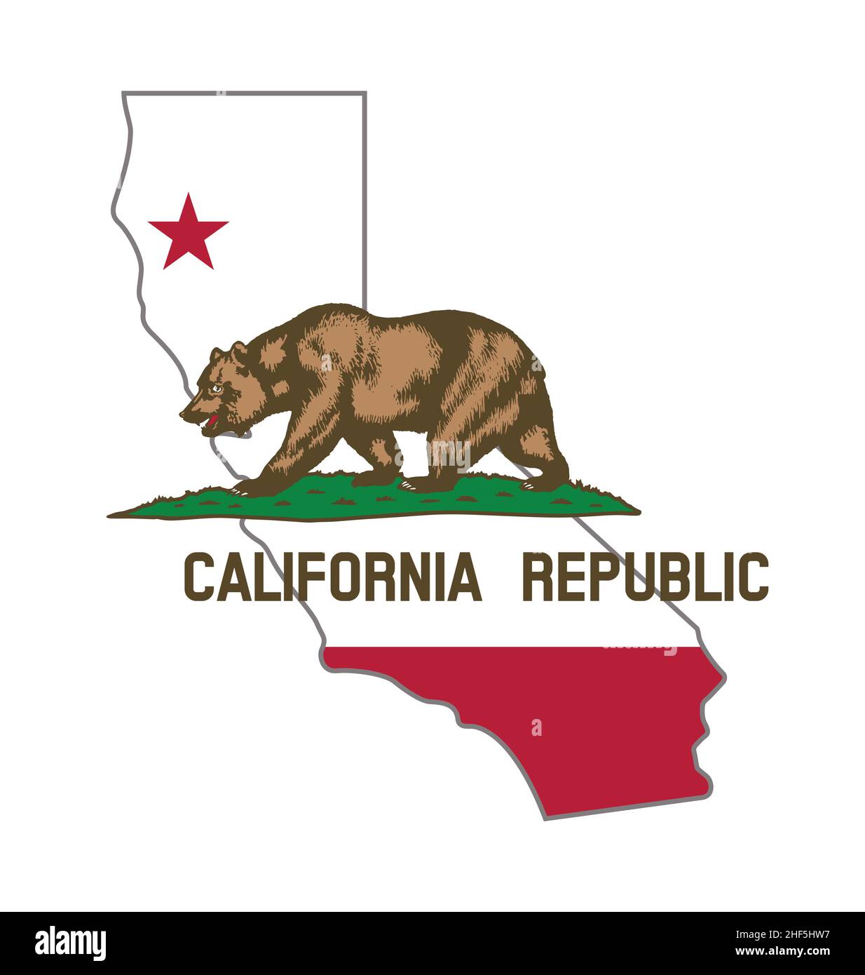 California Ca State Flag In Simplified Map Shape Symbol Vector Isolated