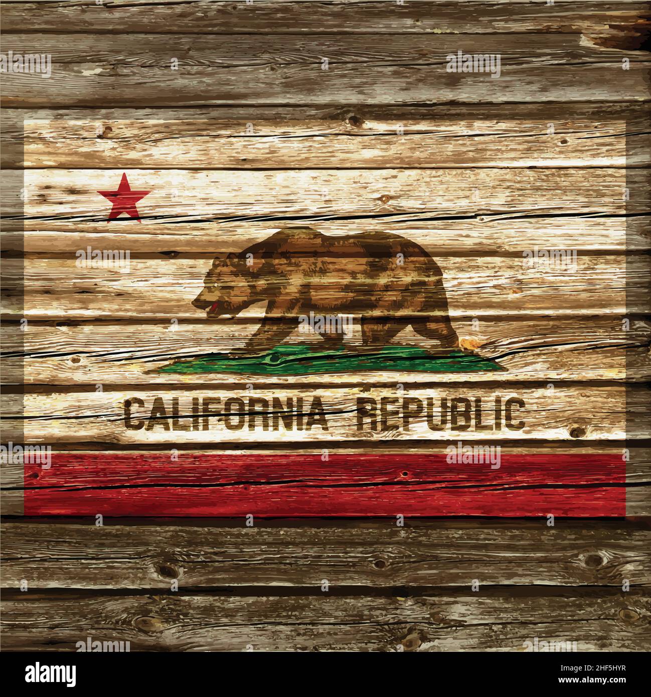california ca state flag painted on old rustic timber wood wall vector ...