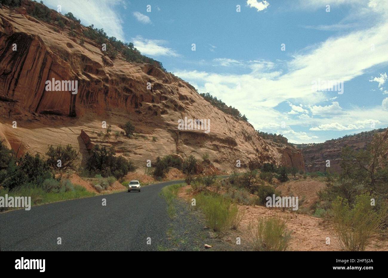 Scenic Byway 12 - Driving Long Canyon on Utah's Burr Trail Stock Photo ...