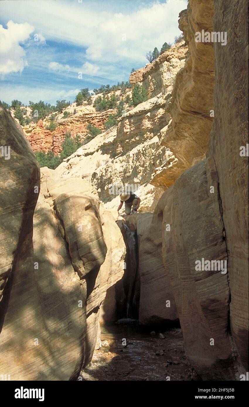 Scenic Byway 12 - Hiker Atop Small Falls Stock Photo - Alamy