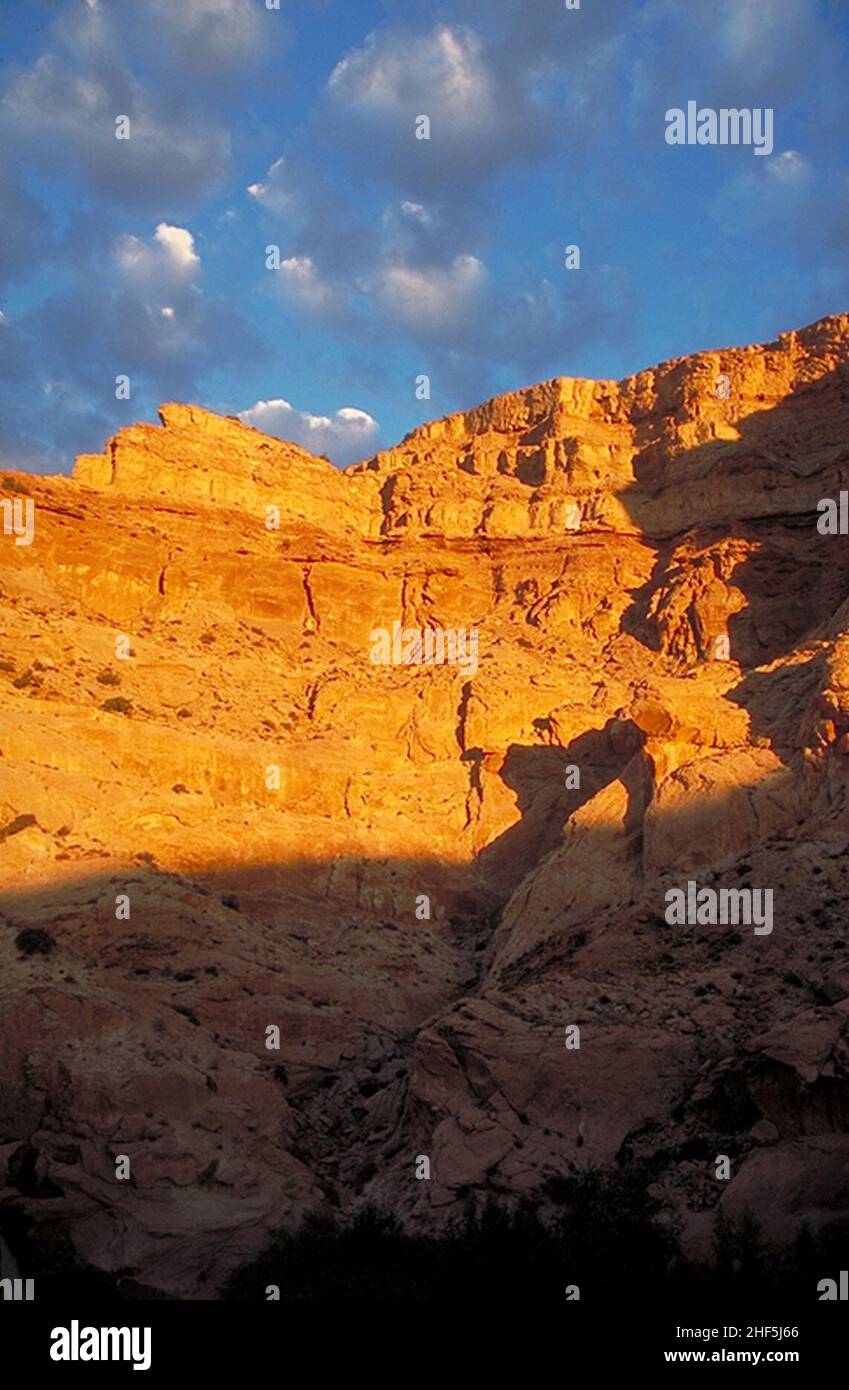 Scenic Byway 12 - Fiery Light on Capitol Reef Cliffs Stock Photo - Alamy
