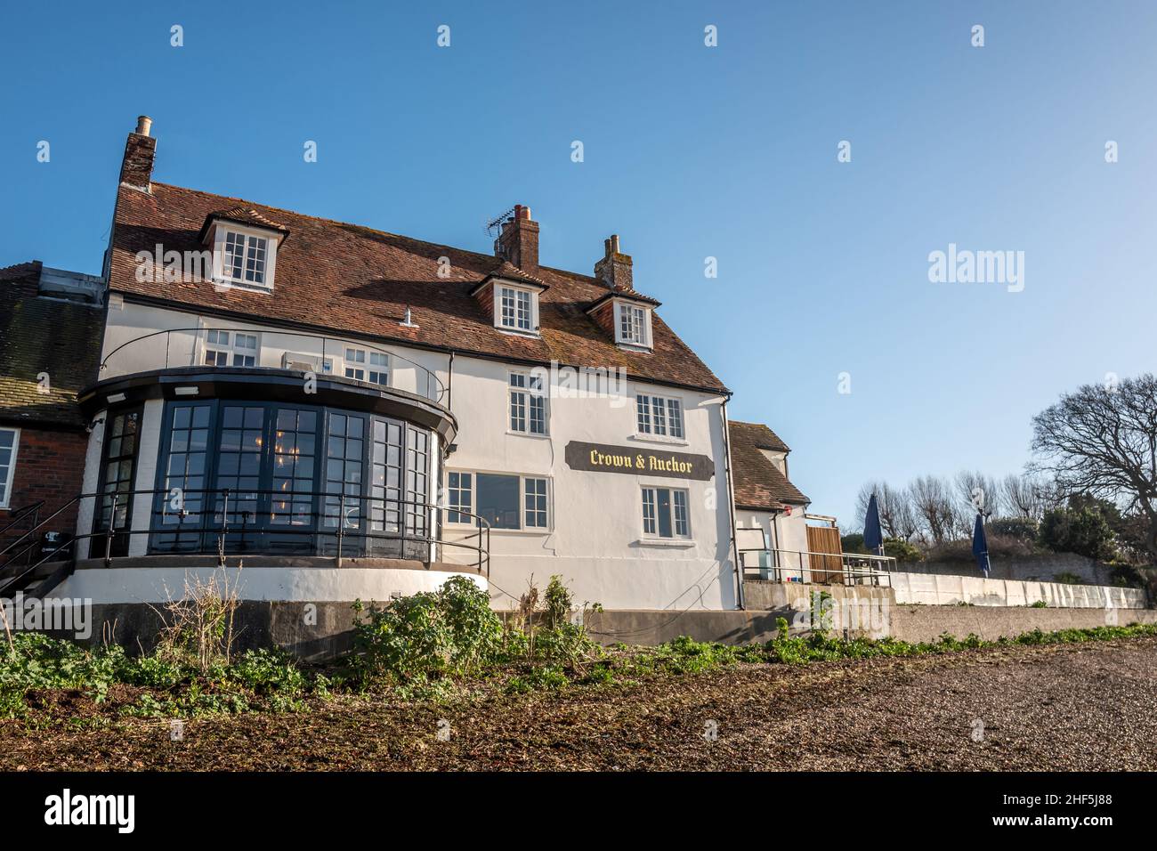 Chichester, January 5th 2022: The Crown and Anchor pub at Dell Quay ...