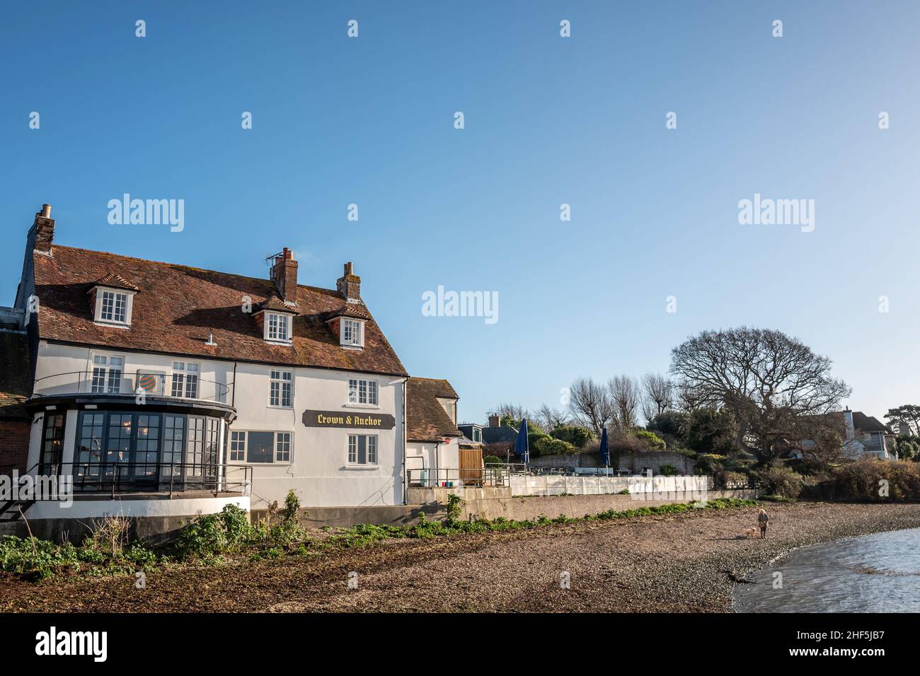 Chichester, January 5th 2022: The Crown and Anchor pub at Dell Quay ...