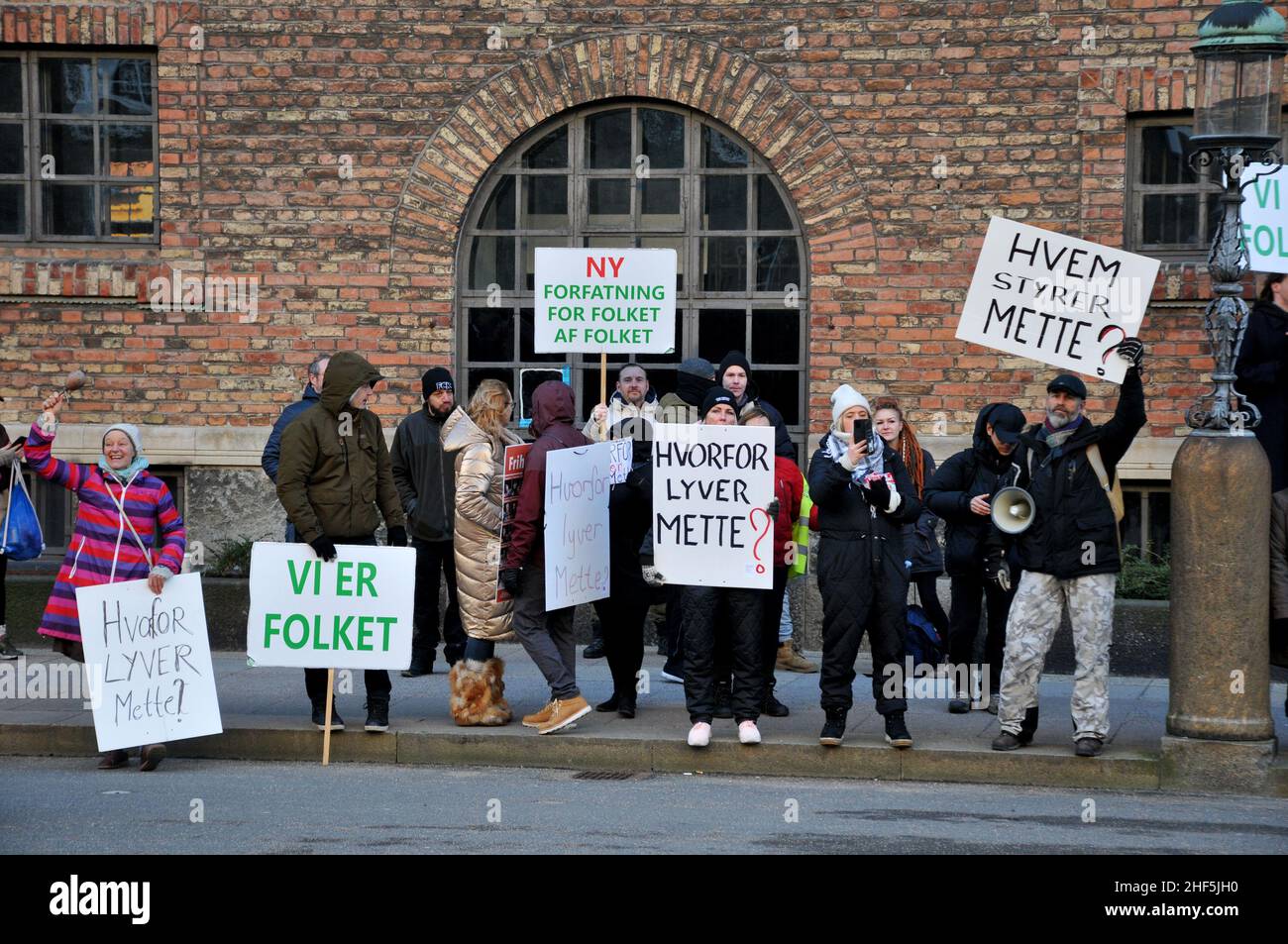 Copenhagen/Denmark./14 January 2022/ Tiny political protest s rlly ...