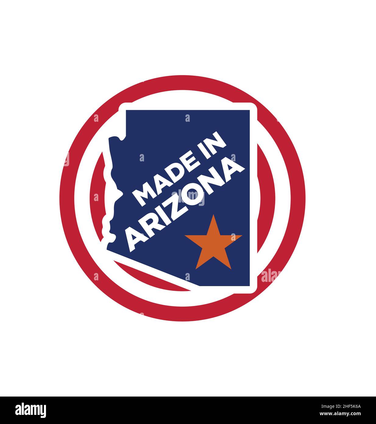 made in arizona logo state map shape on circle round shield design ...