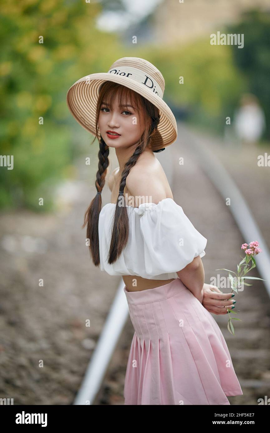 Ho Chi Minh city, Viet Nam: Portrait of a beautiful Vietnamese girl in ...