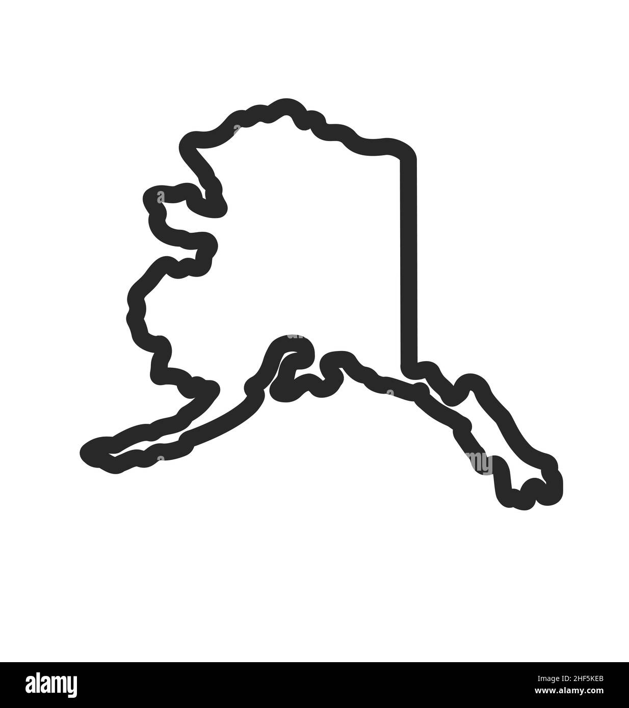 alaska ak state shape outline silhouette simplified vector isolated on ...