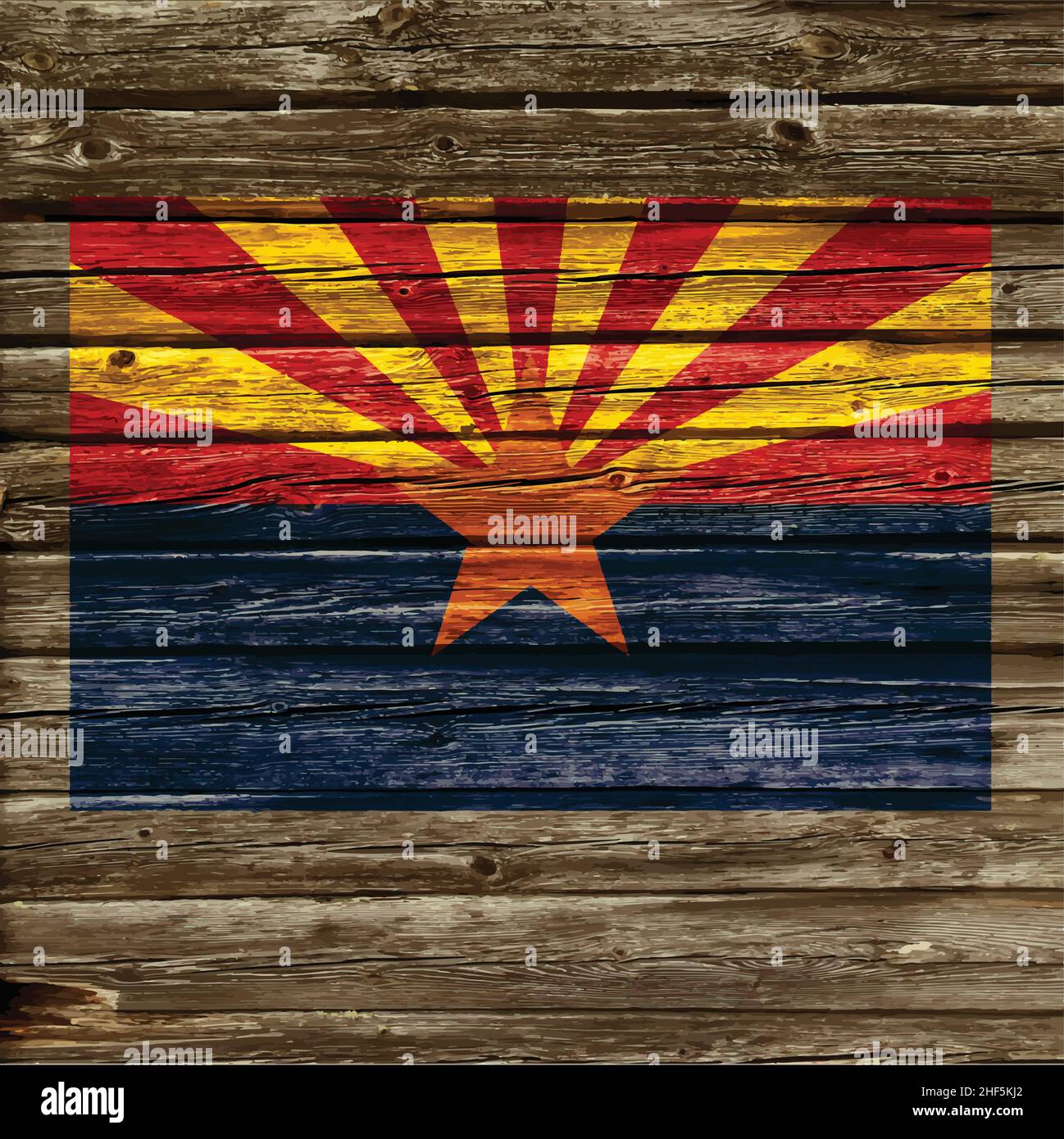 Arizona az flag painted on old timber rustic wood wall vector ...