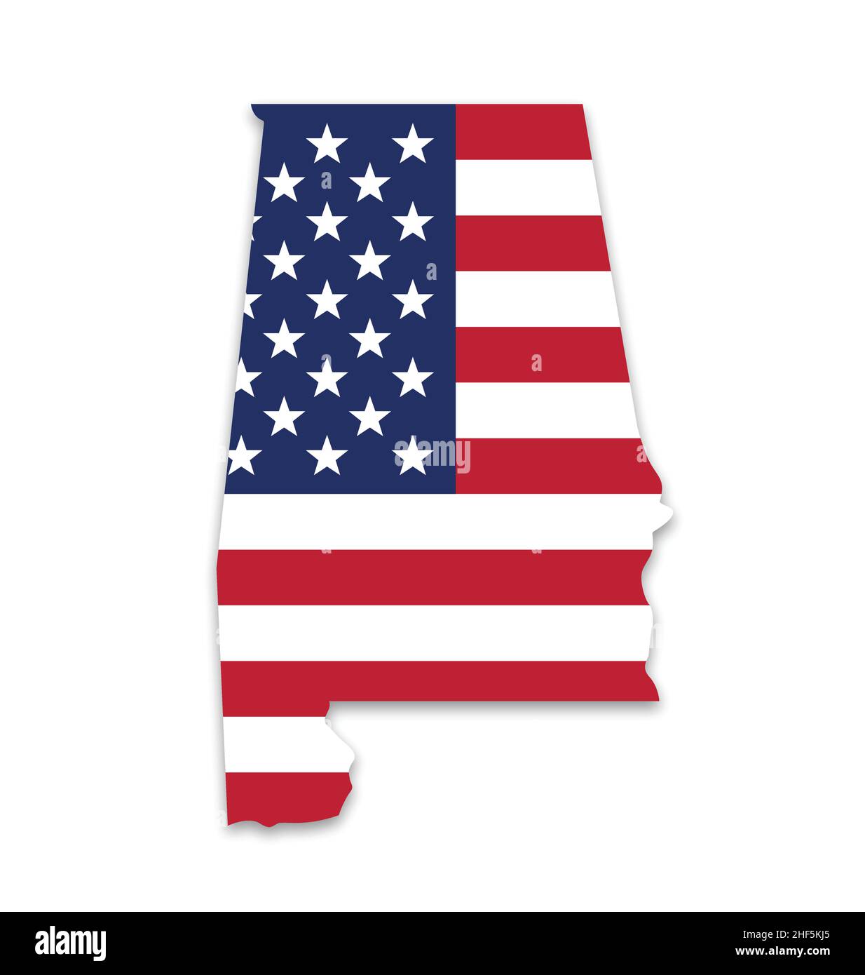 Alabama AL state map shape with usa flag vector isolated on white ...